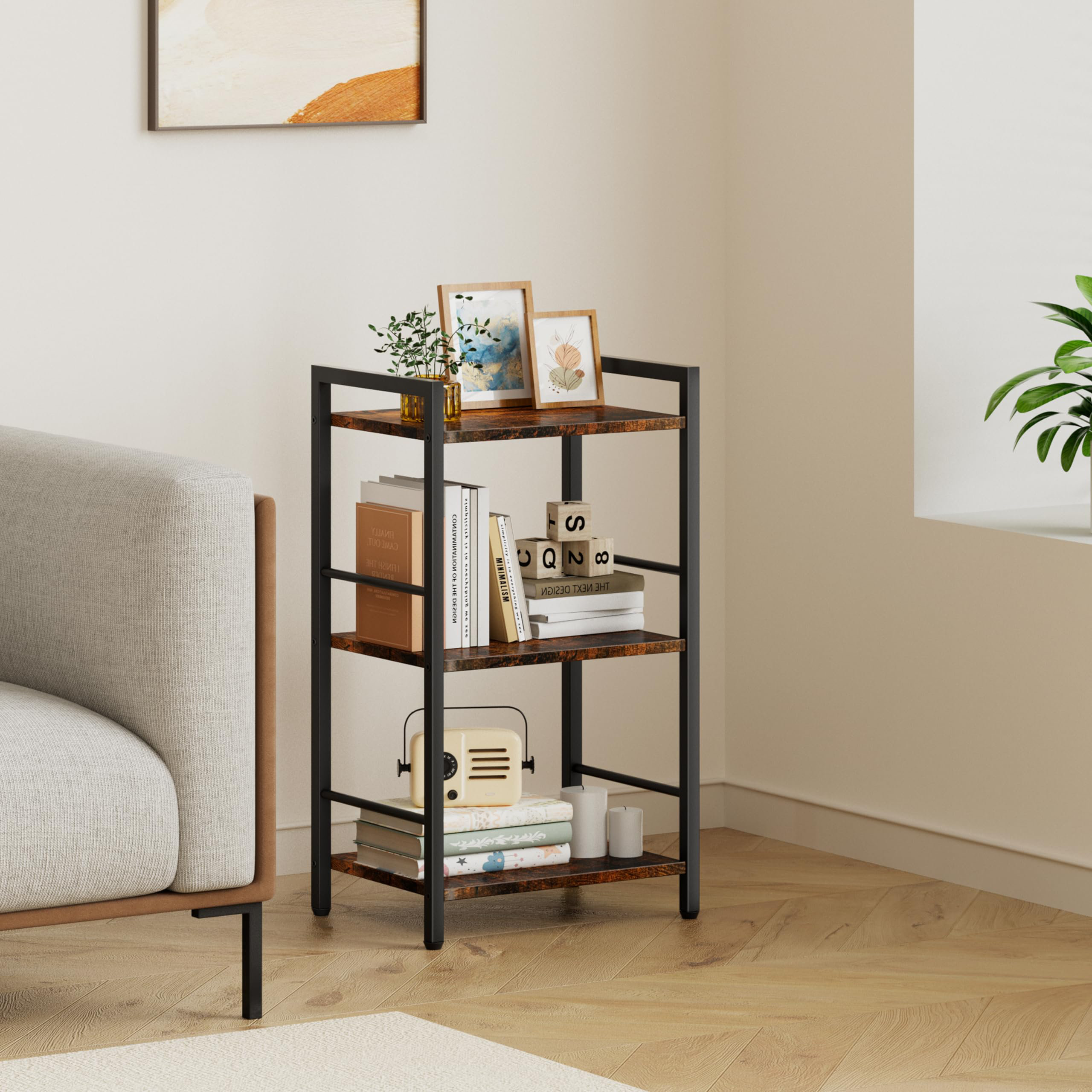 17 Stories Small Bookshelf, 3 Tier Small Bookcase For Small Spaces ...