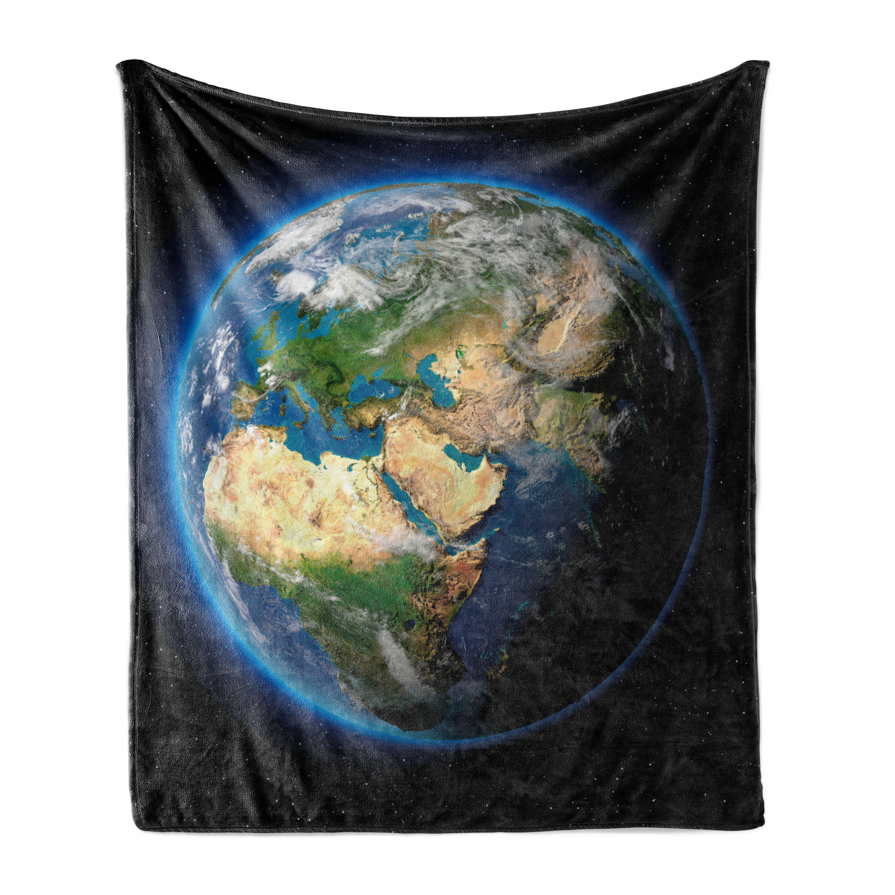 Ambesonne Earth Fleece Throw Blanket Vivid Blue Seas Greenery Blue ...