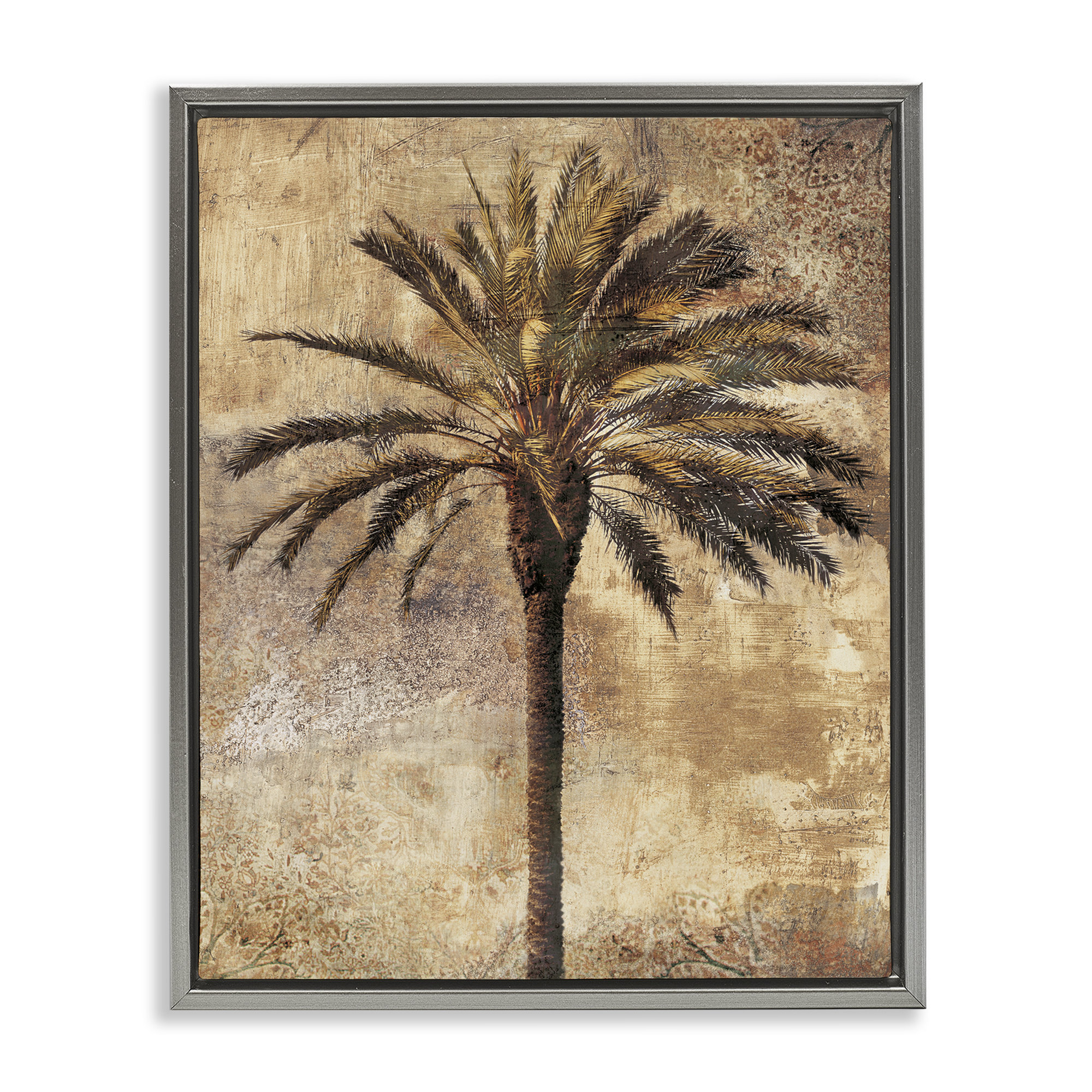 Bay Isle Home™ Distressed Palm Tree Framed Floater Canvas Wall Art by ...