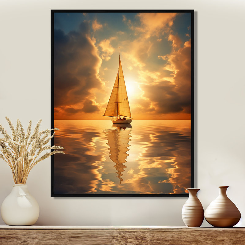 Breakwater Bay Majestic Ocean Sailboat Sunset After The Storm I - Boat ...