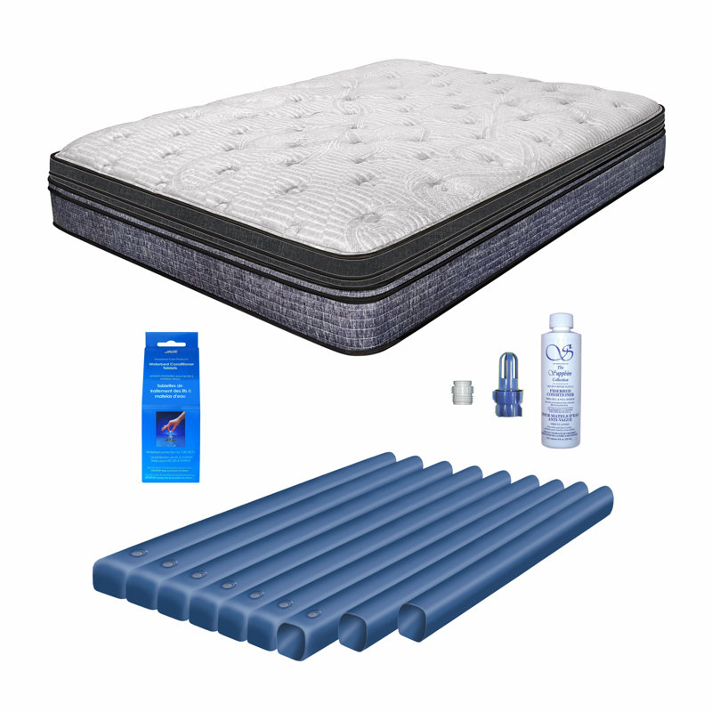 White Noise 12" Semi-Waveless Shallow Fill Soft-Side Waterbed Mattress ...