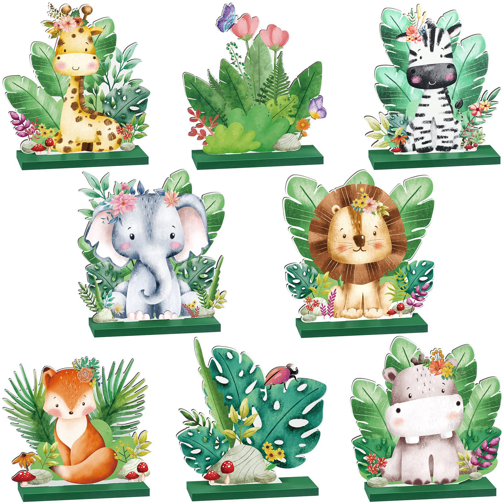 Bay Isle Home™ 8 Pcs Jungle Animals Table Centerpieces Decorations ...