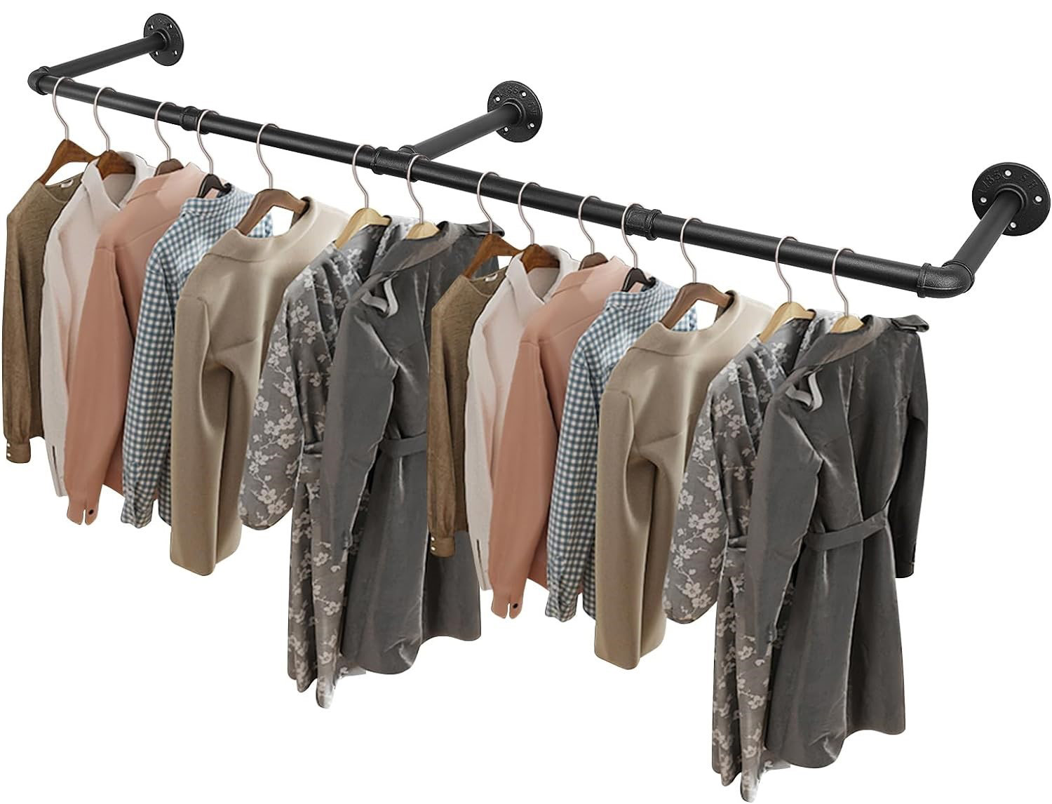 17 Stories Kaylom Iron Adjustable Wall Mounted Clothes Rack | Wayfair