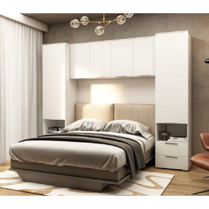 Ebern Designs Santino Matte White Over Bed Storage Unit | Wayfair.co.uk