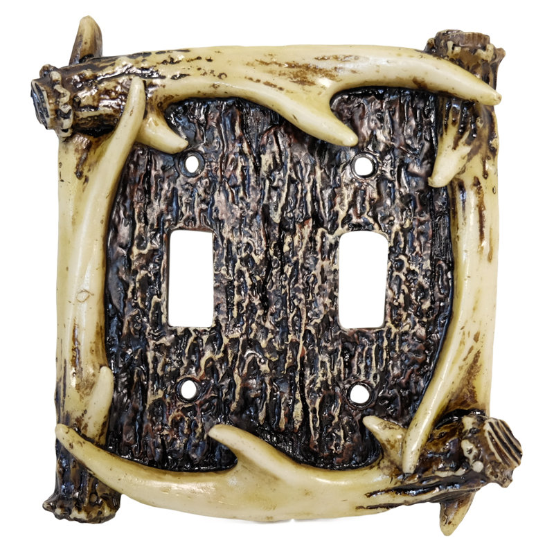 De Leon Collections Antler Framed Faux Wood Double Toggle Switch ...