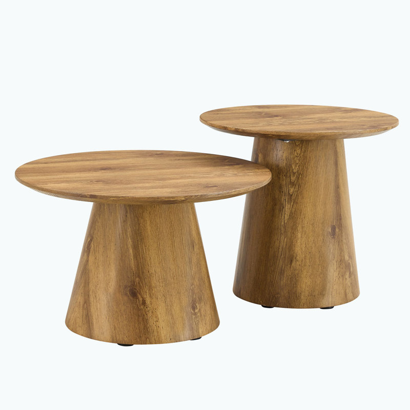 Loon Peak® Wood Round Coffee Table Set | Wayfair