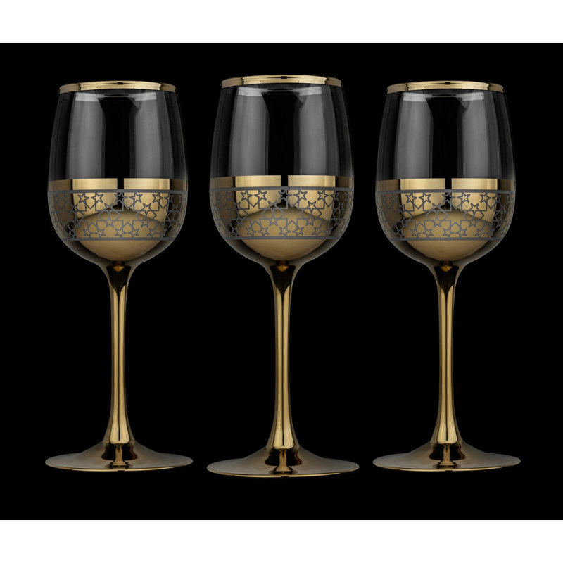 Mercer41 Sherlie 3 - Piece 10oz. Glass All Purpose Wine Glass Glassware ...