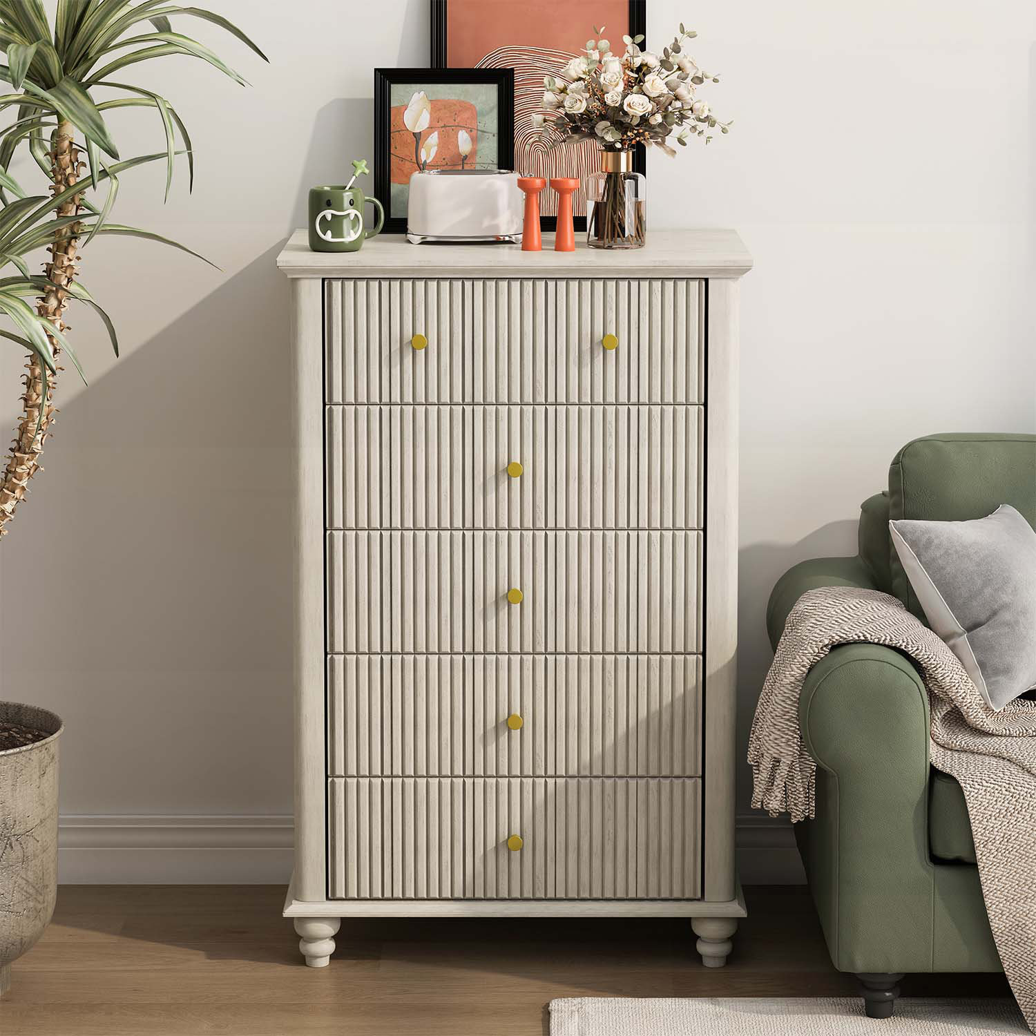 Red Barrel Studio® Tall Modern Cabinet with Metal Handles,for Bedrooms and Living Spaces | Wayfair