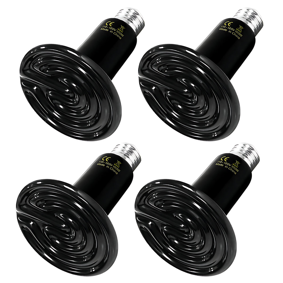 Simple Deluxe 100W 4-Pack Ceramic Heat Emitter Reptile Heat Lamp Bulb ...