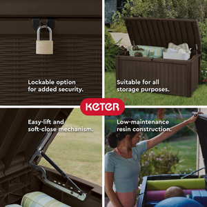 Keter Borneo 110 Gallon Rattan Wicker Resin Patio Deck Storage Box ...