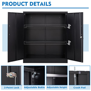 Inbox Zero 35.4" H x 31.5" W x 15.7" D Steel Storage Cabinet with 2 ...