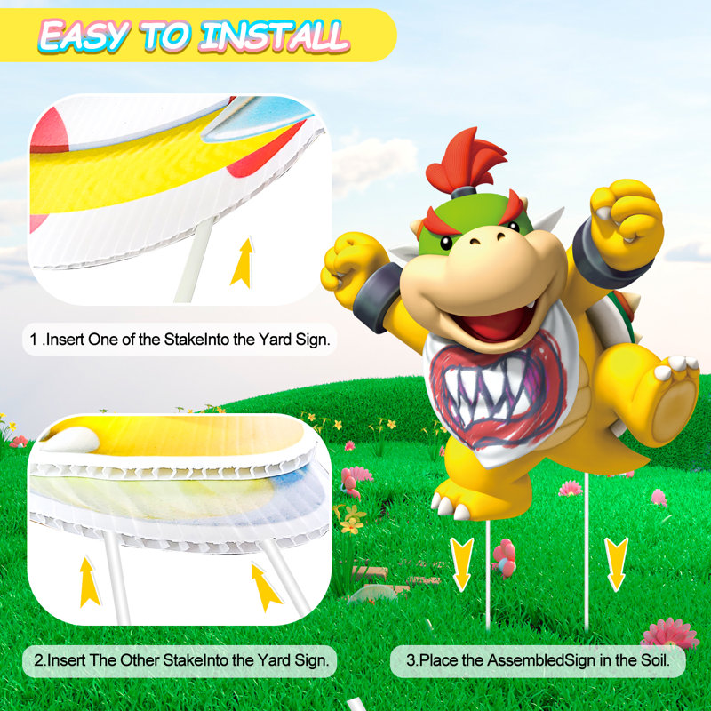 Dakota Fields Mario Themed Yard Signs, 8pcs Mario Yard Signs With ...