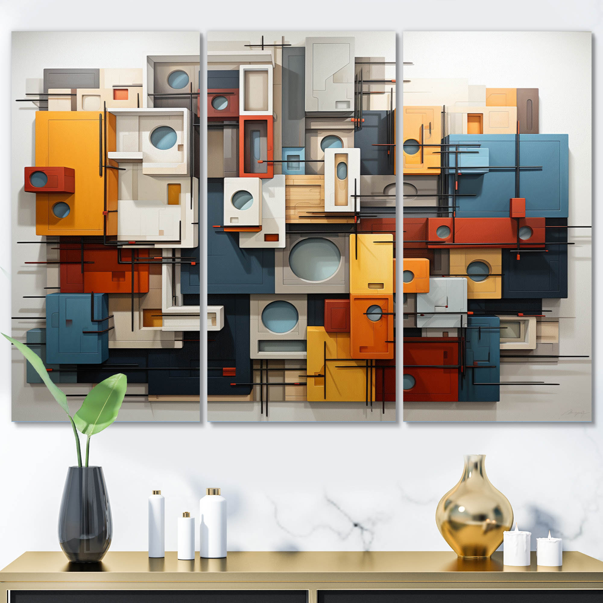Wrought Studio™ Cityscape Bluiding Geometric Collage III - City Wall ...