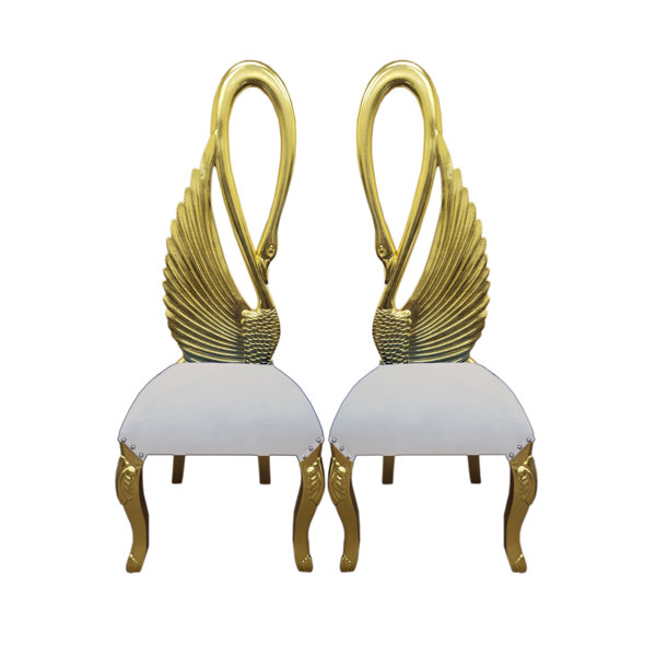 InfinityFurnitureImport Infinity Gold Swan Chairs With White Upholstery ...