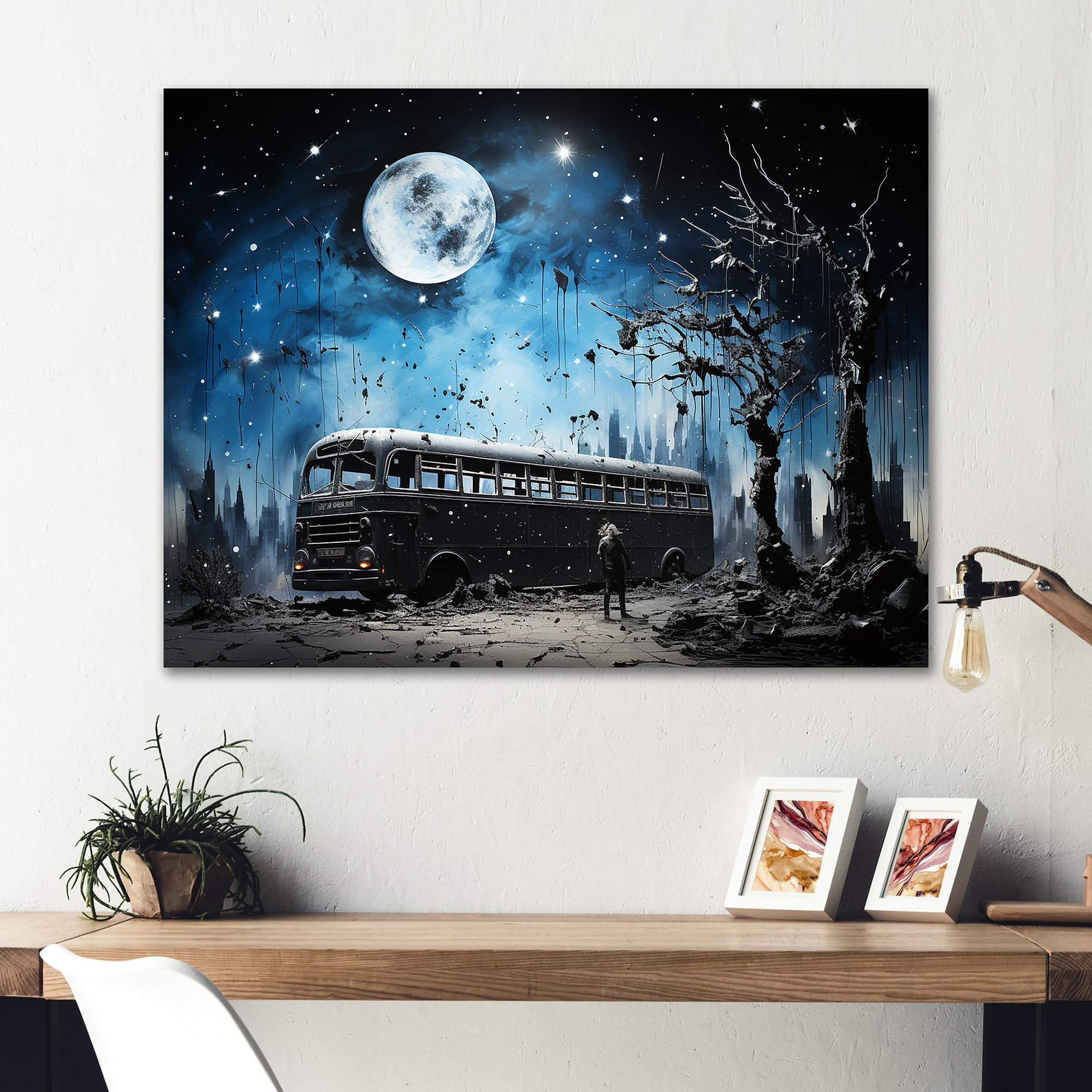 Lark Manor™ Moonlight Urban Bus - Bus Metal Wall Art | Wayfair