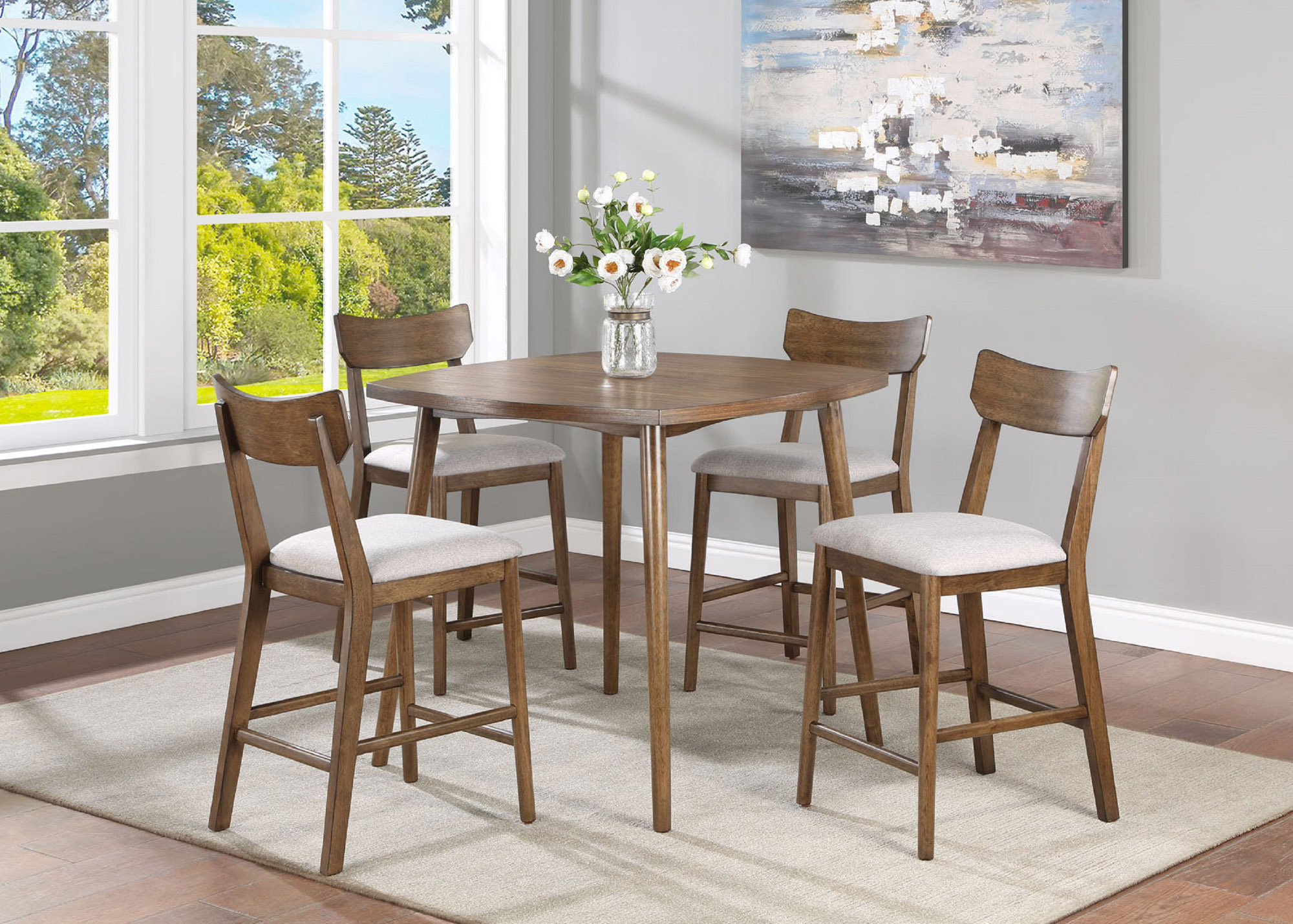 George Oliver Mid-Century Modern Counter-Height 5-Piece Dining Set ...