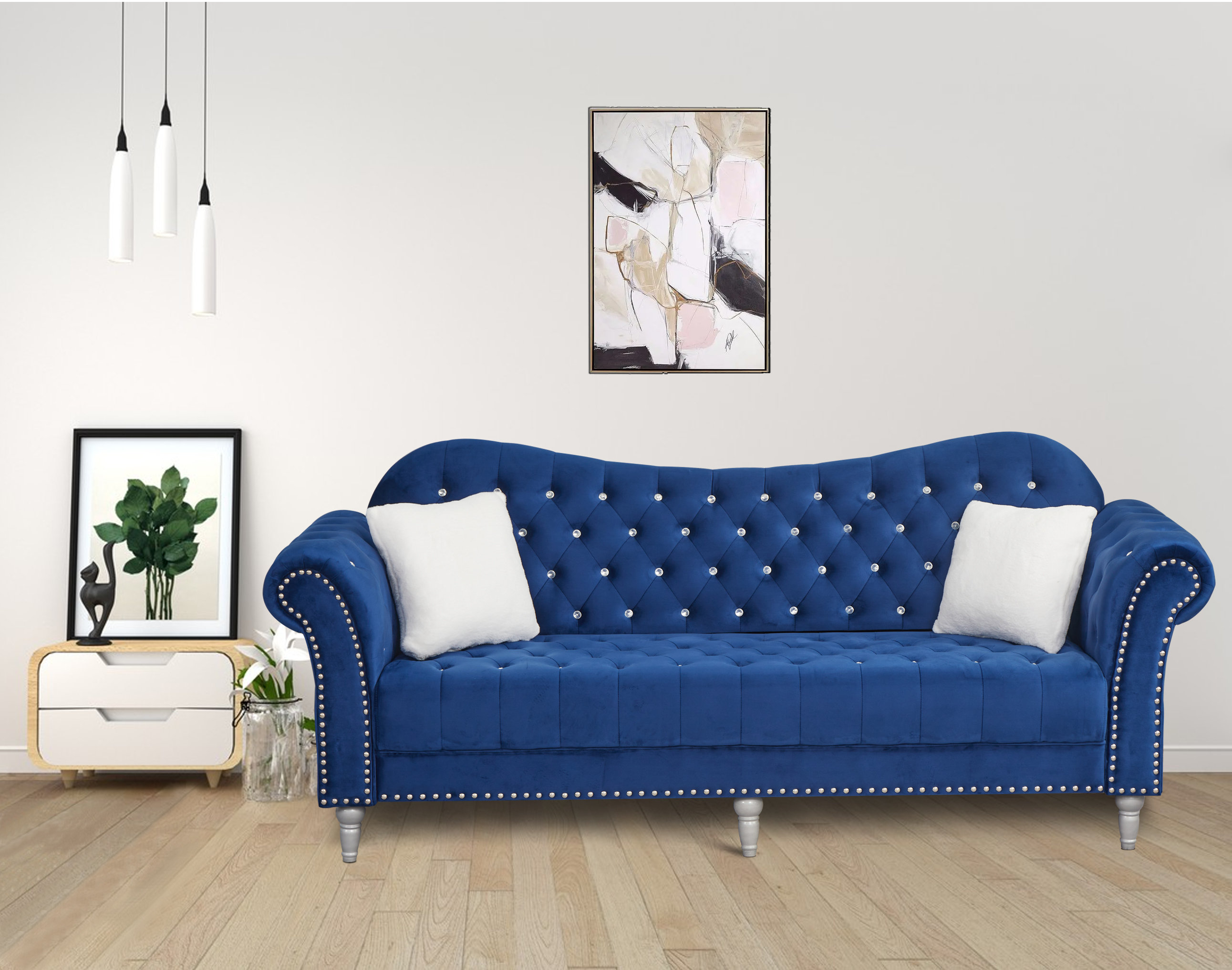 House of Hampton Heder Velvet Rolled Arm Chesterfield Sofa & Reviews ...