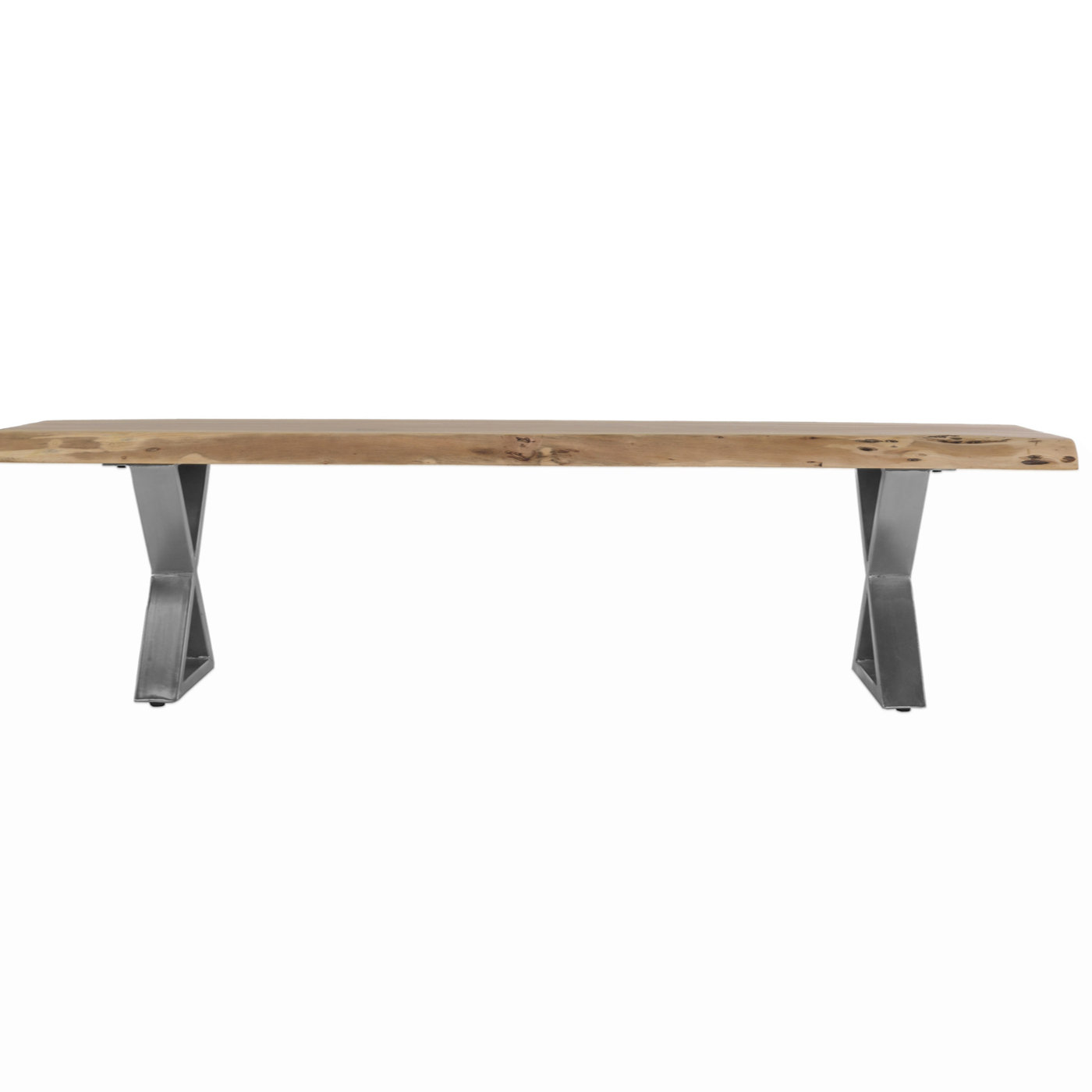 Orren Ellis 70" Acacia Wood Dining Bench, Farmhouse Design, Crossed ...