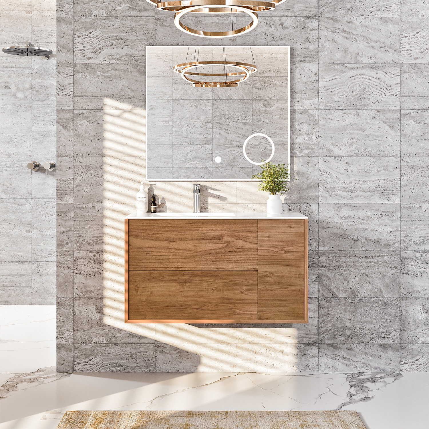 Latitude Run® Alhagie 44'' Wall-Mounted Single Bathroom Vanity Set ...