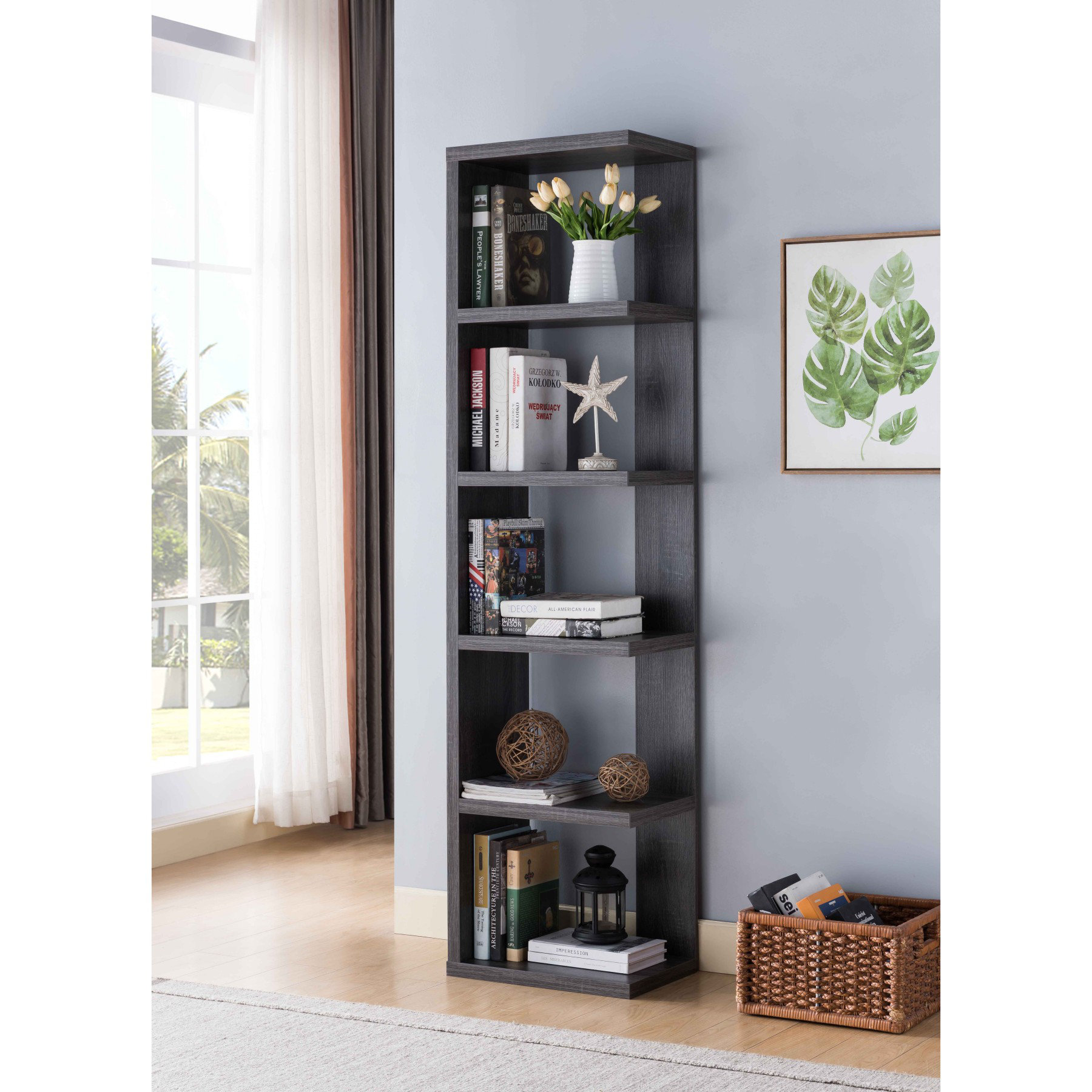 Latitude Run® Book Stand, Home Display Bookcase with 5-Tier Shelves ...