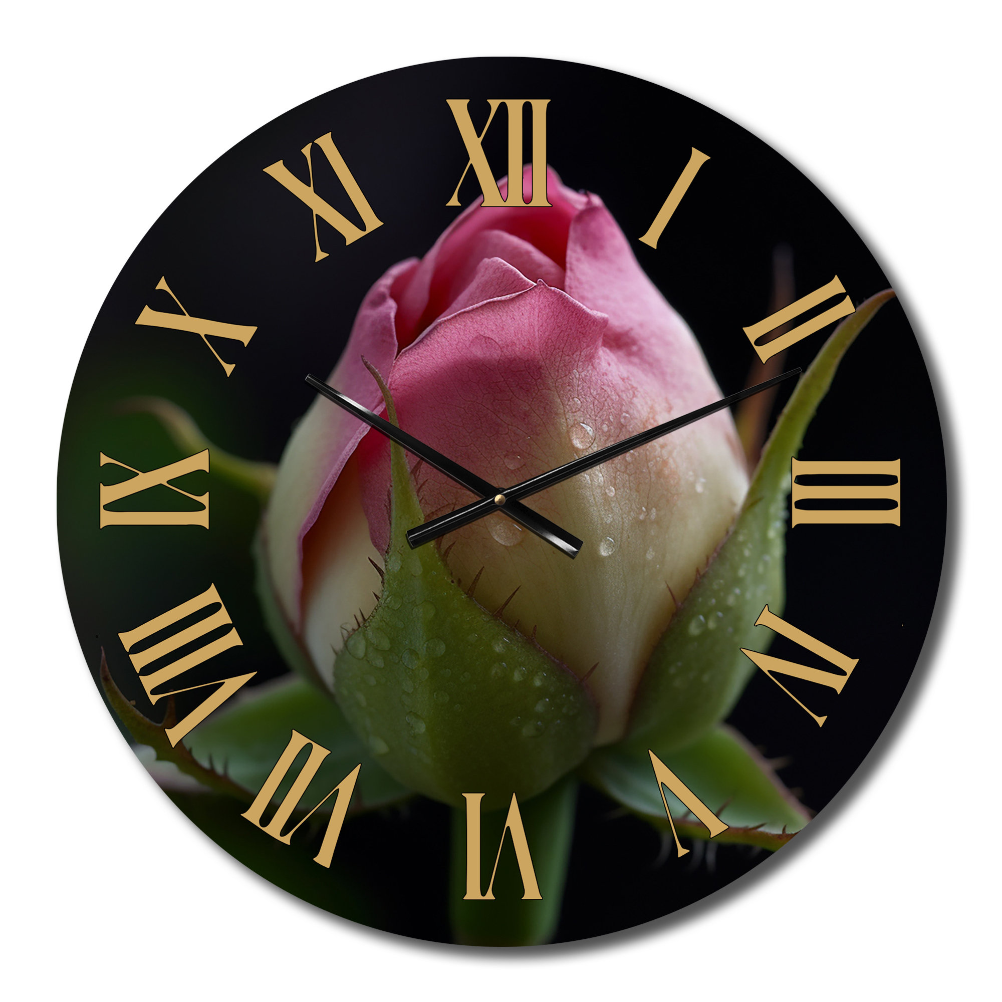 Design Art Delicate Pink Rose Bud Iin The Early Morning - Rose Wall ...