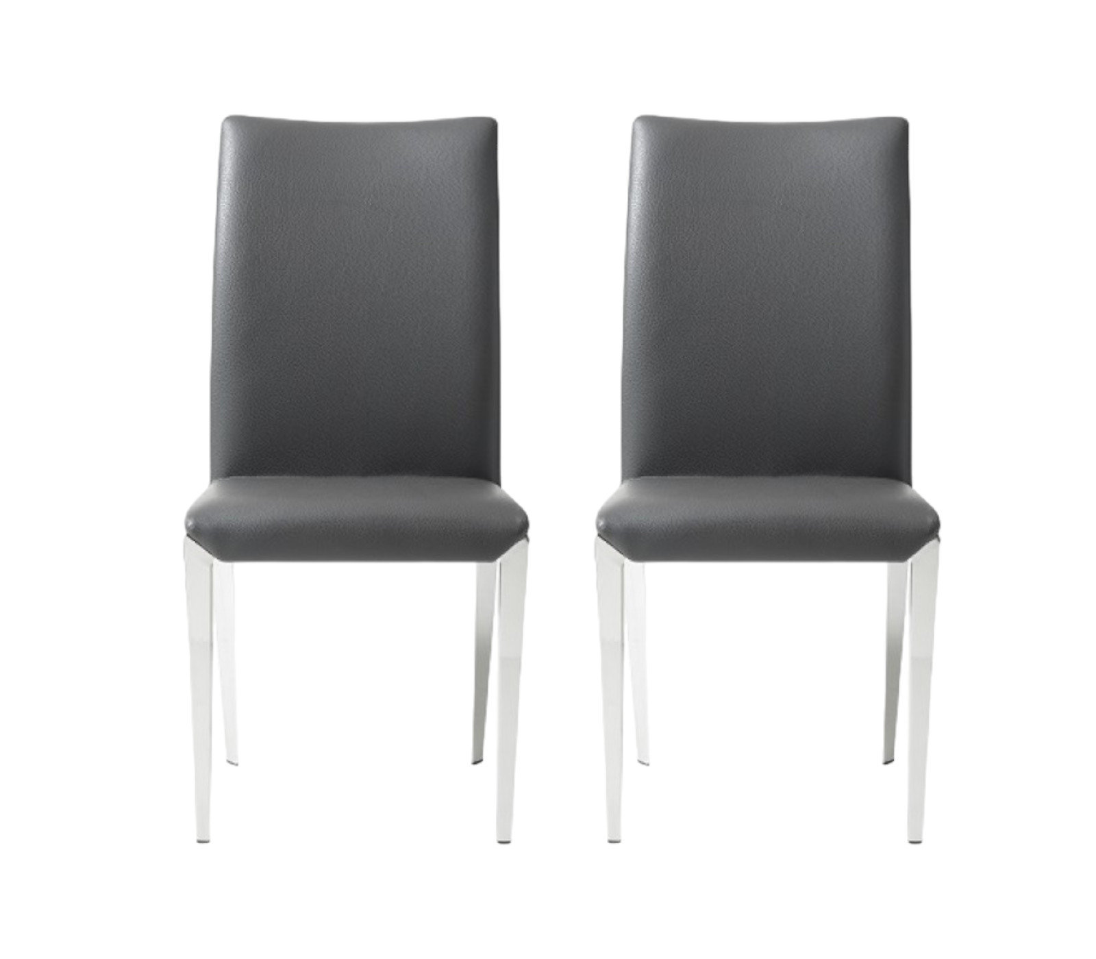 HomeRoots Set of Two Dark Grey And Silver Upholstered Faux Leather ...