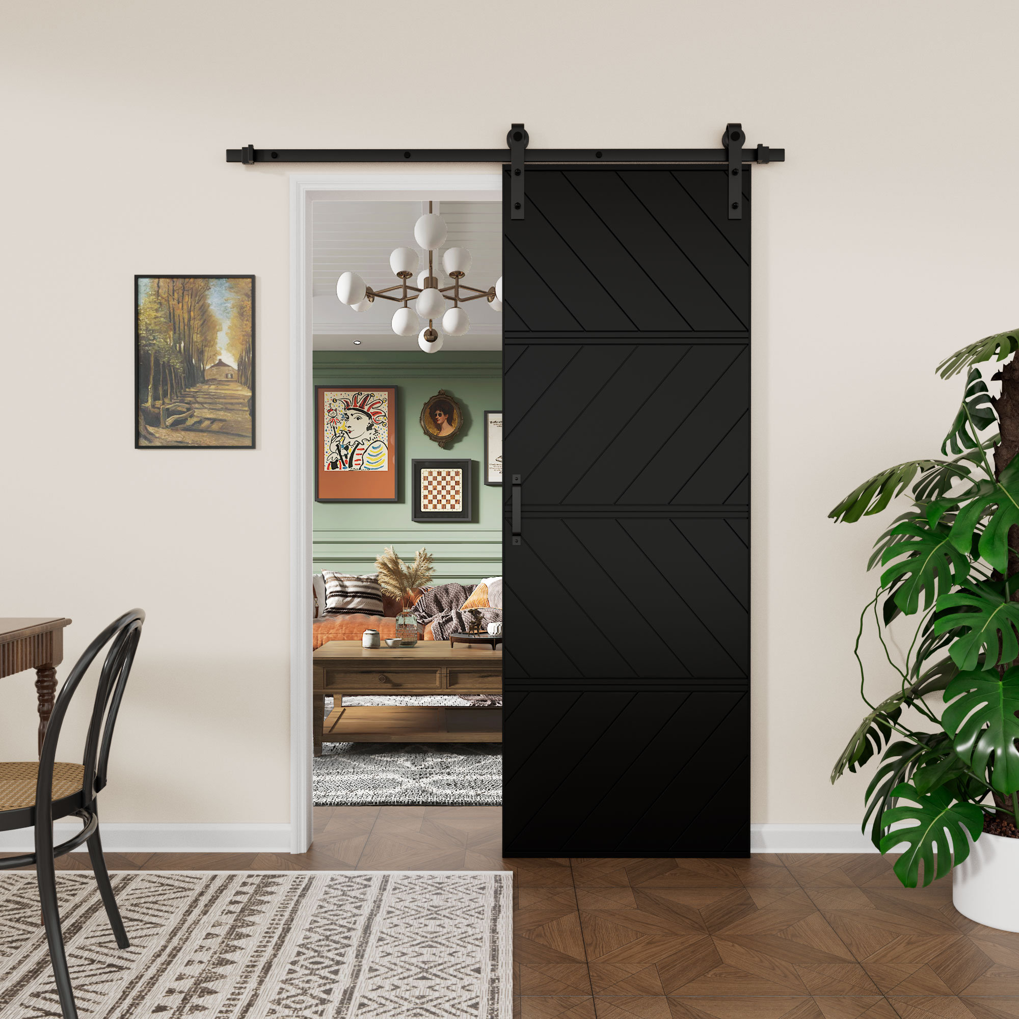 Win Stellar Modern Panelled Manufacture Wood Sliding Barn Door Wave ...