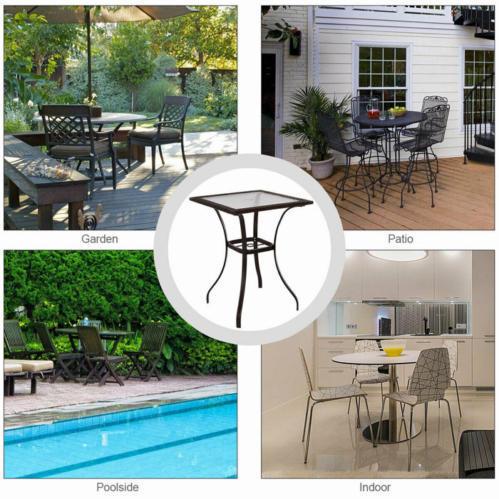 Winston Porter Carly Glass Outdoor Bar Table & Reviews | Wayfair
