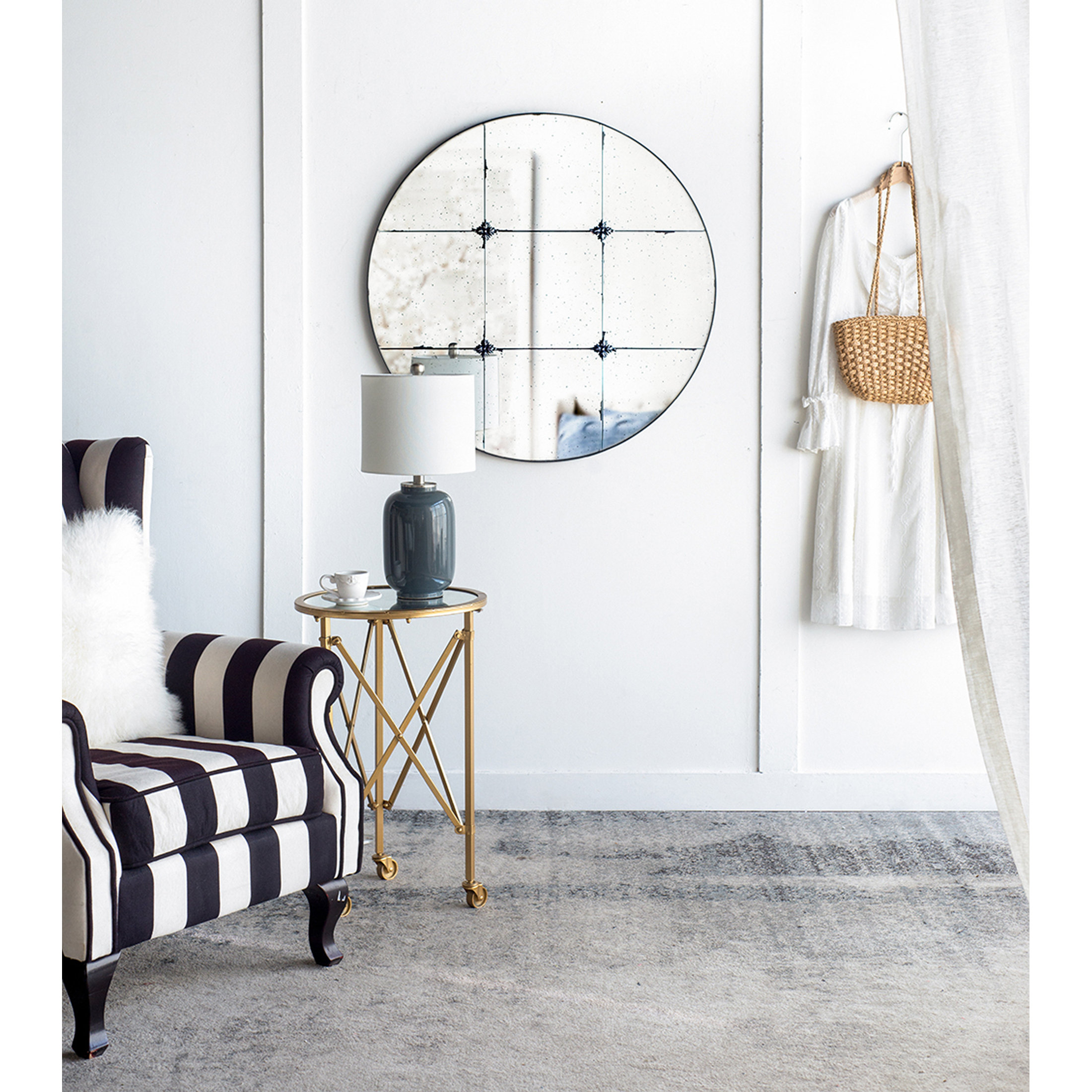 Ophelia & Co. D36" Traditional Decor Style Round Antique Glass Wall ...