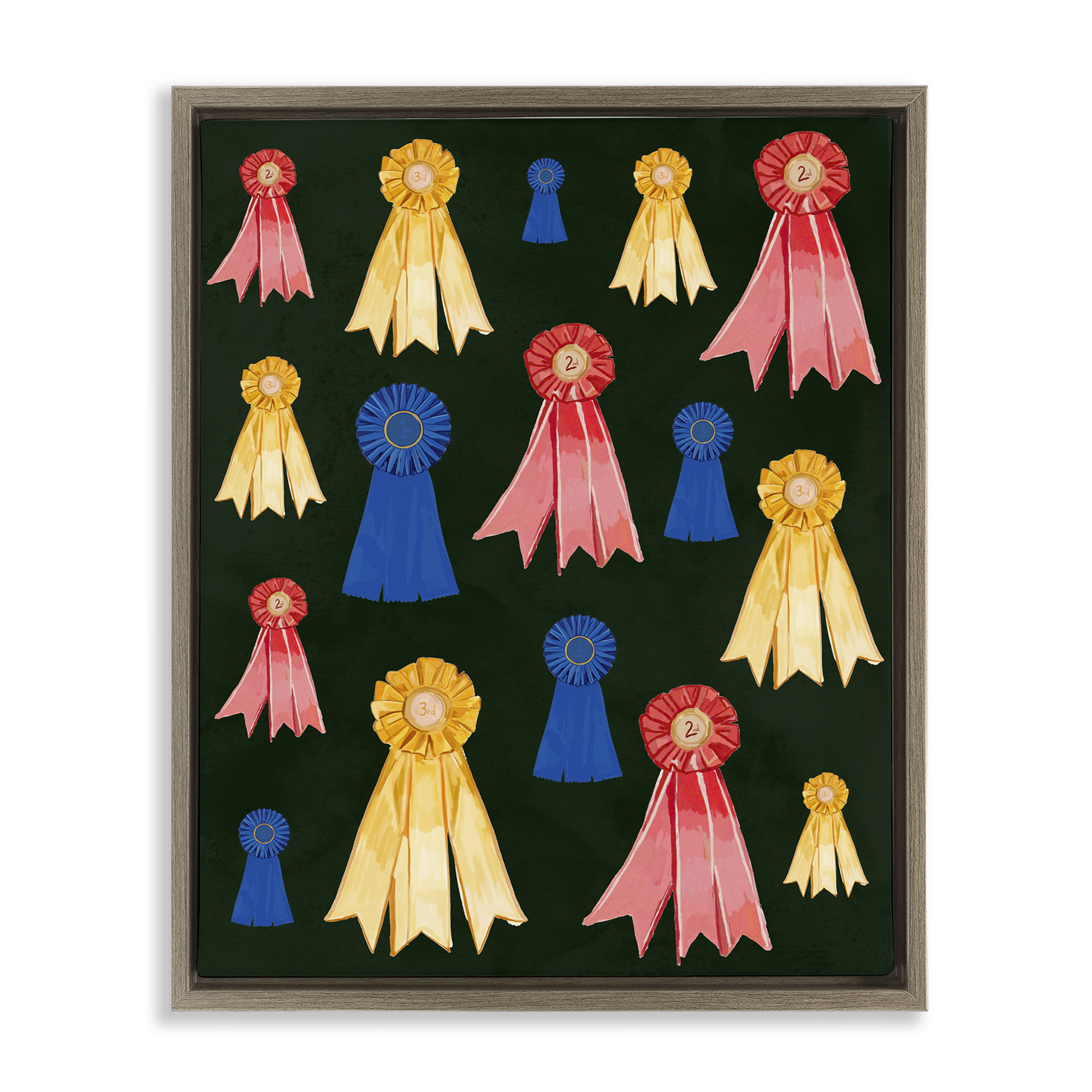 Lark Manor™ Equestrian Ribbon Awards Framed Floater Canvas Wall Art by ...