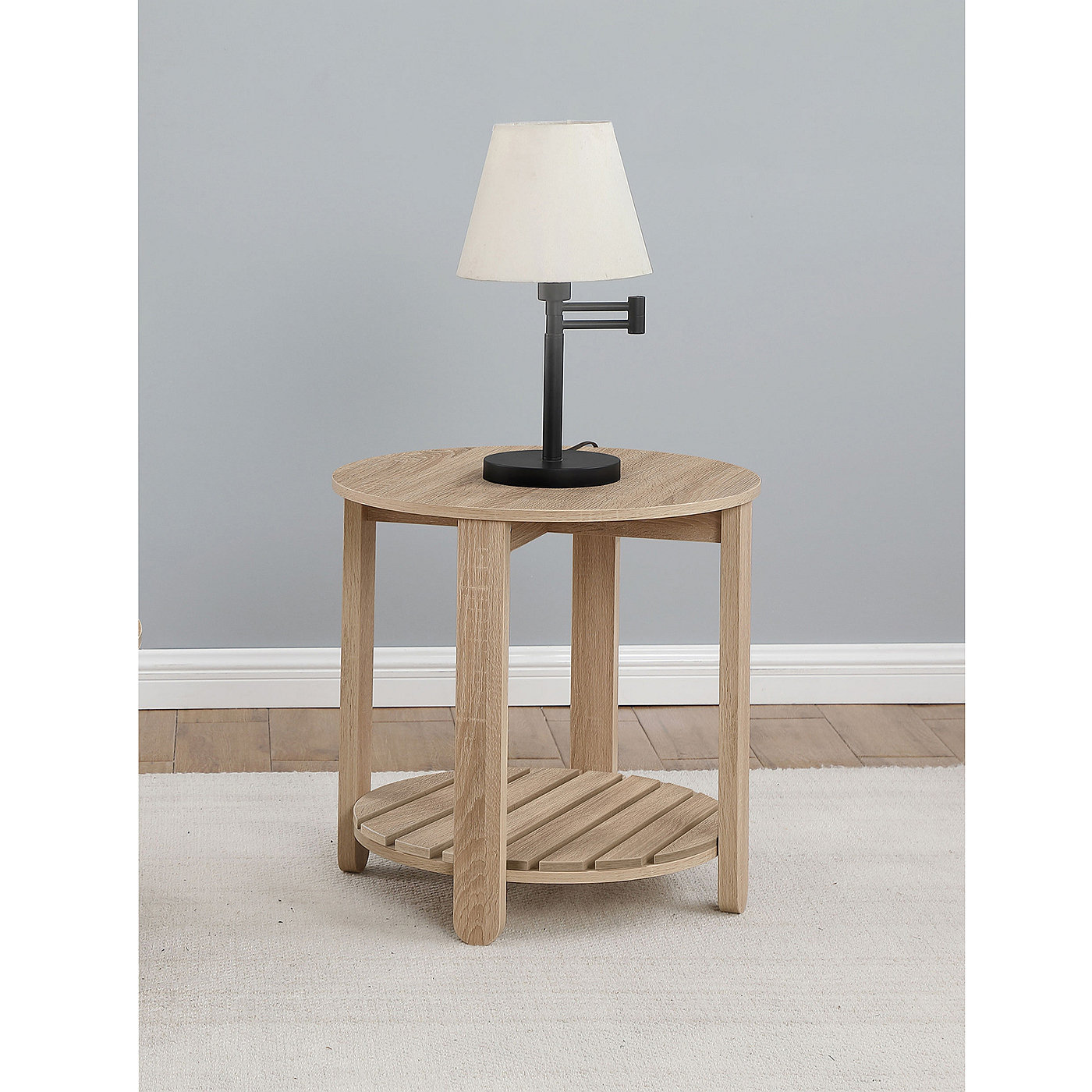 George Oliver Altos Natural 1-Shelf Round Engineered Wood Side End ...