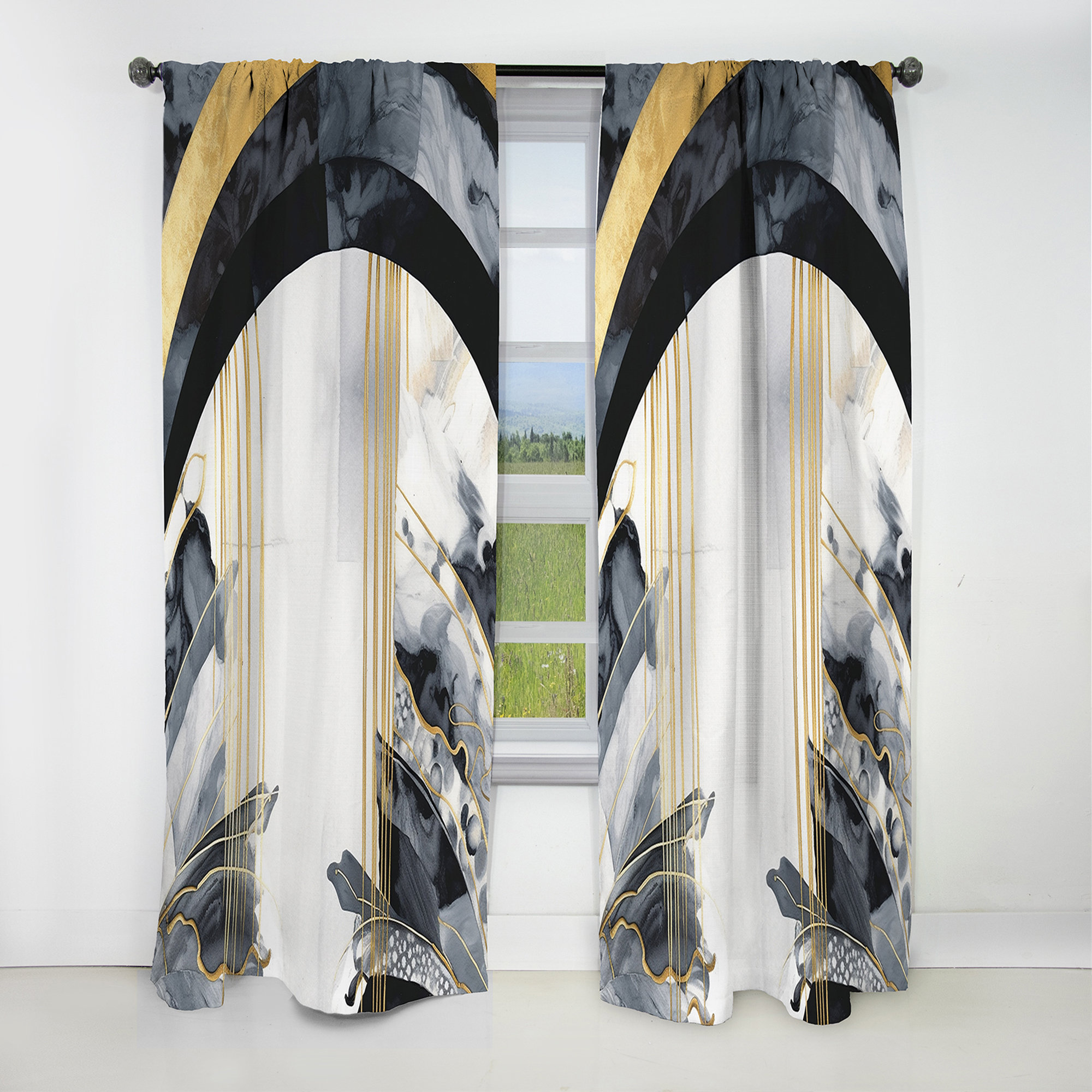 East Urban Home Slagle - Abstract Marble Curtain - Blackout Marble ...