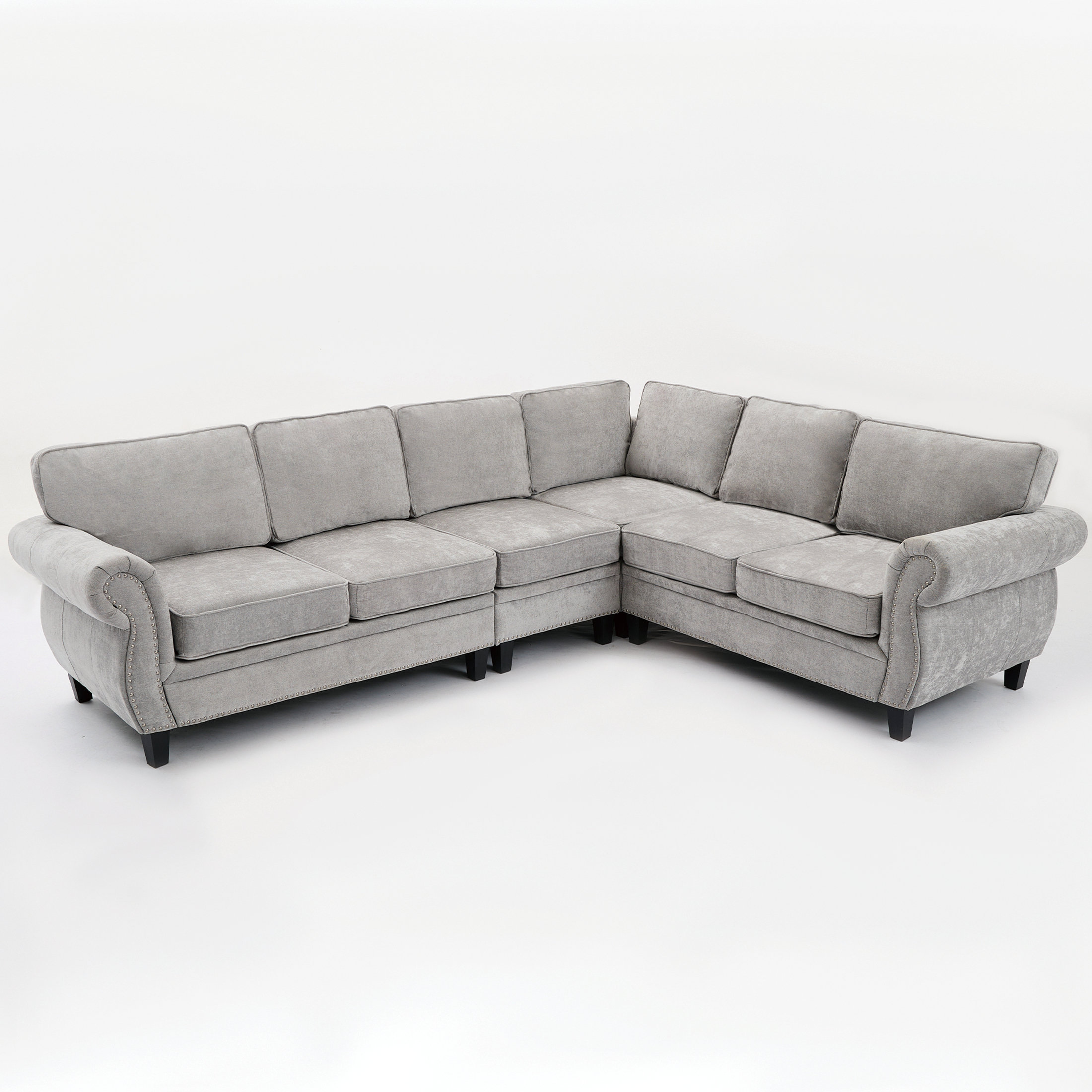 Red Barrel Studio® 109.5" Light Gray Modular Sectional Sofa - Rivets ...