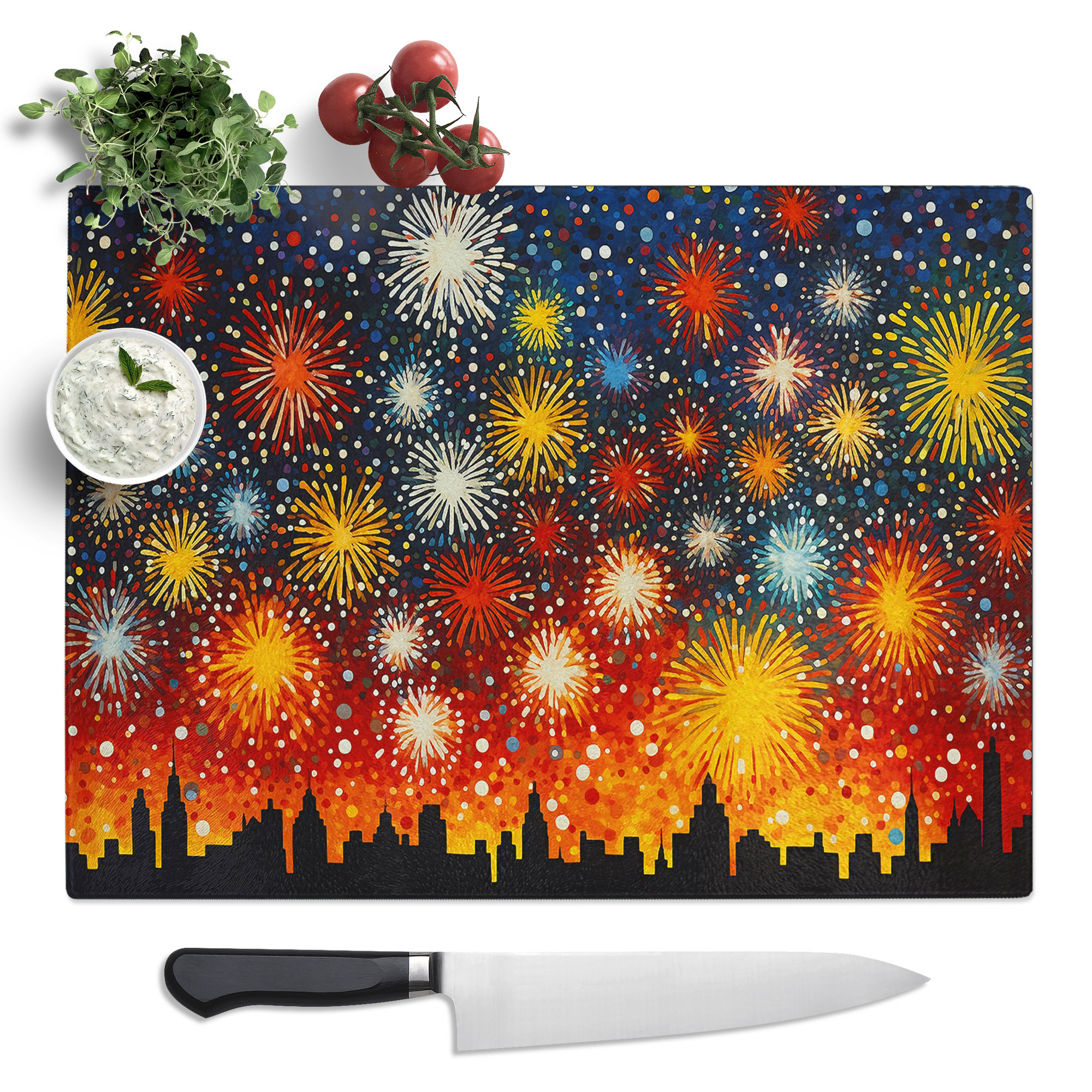 George Oliver Fireworks Bubbles Glass Chopping Board | Wayfair.co.uk