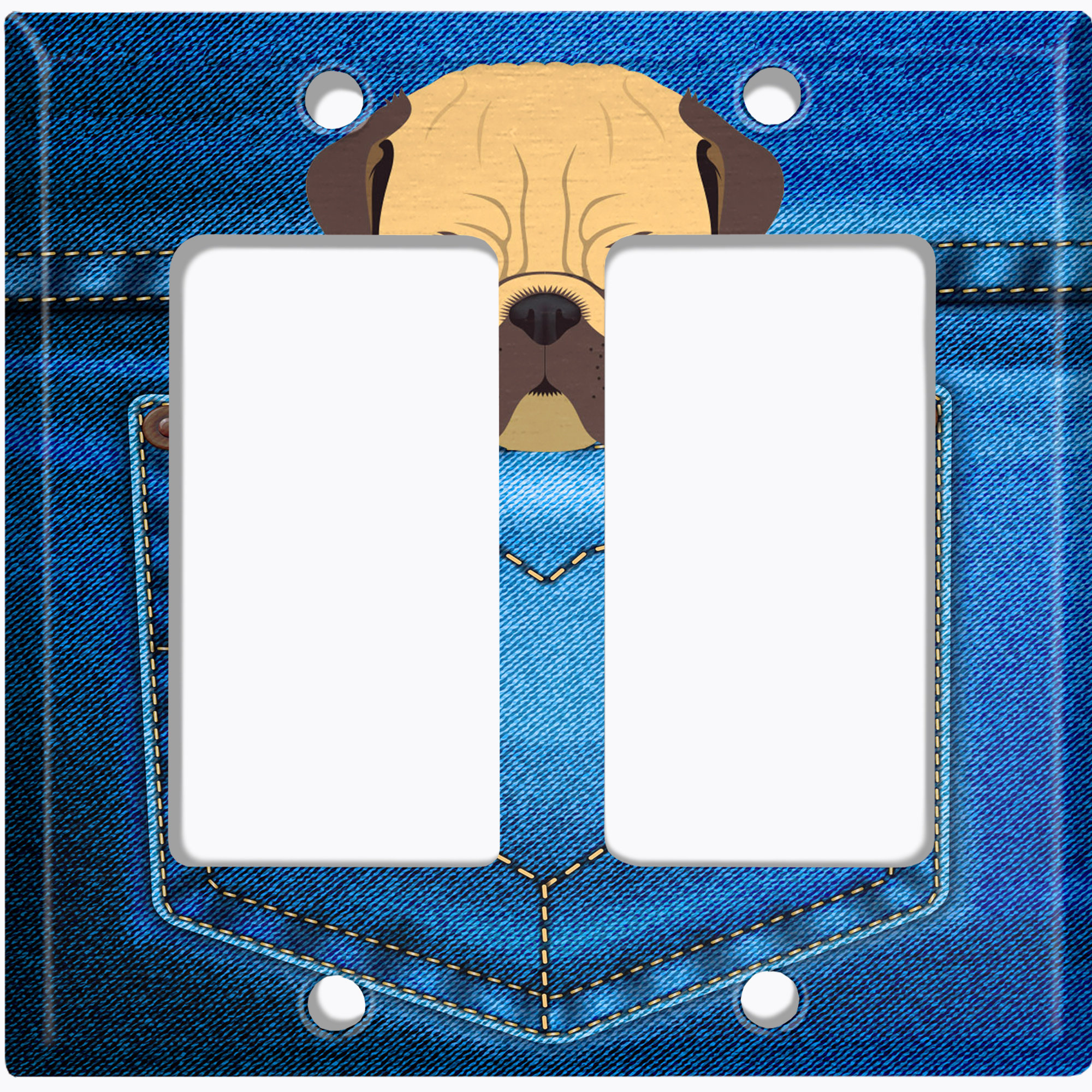 WorldAcc Metal Light Switch Plate Outlet Cover (Cute Puppy Dog Pug Jean ...