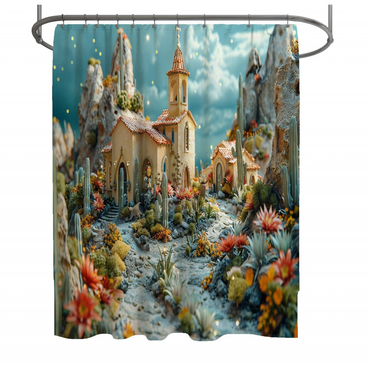VisionDecor Charming village Shower Curtain - Architecture Bathroom ...