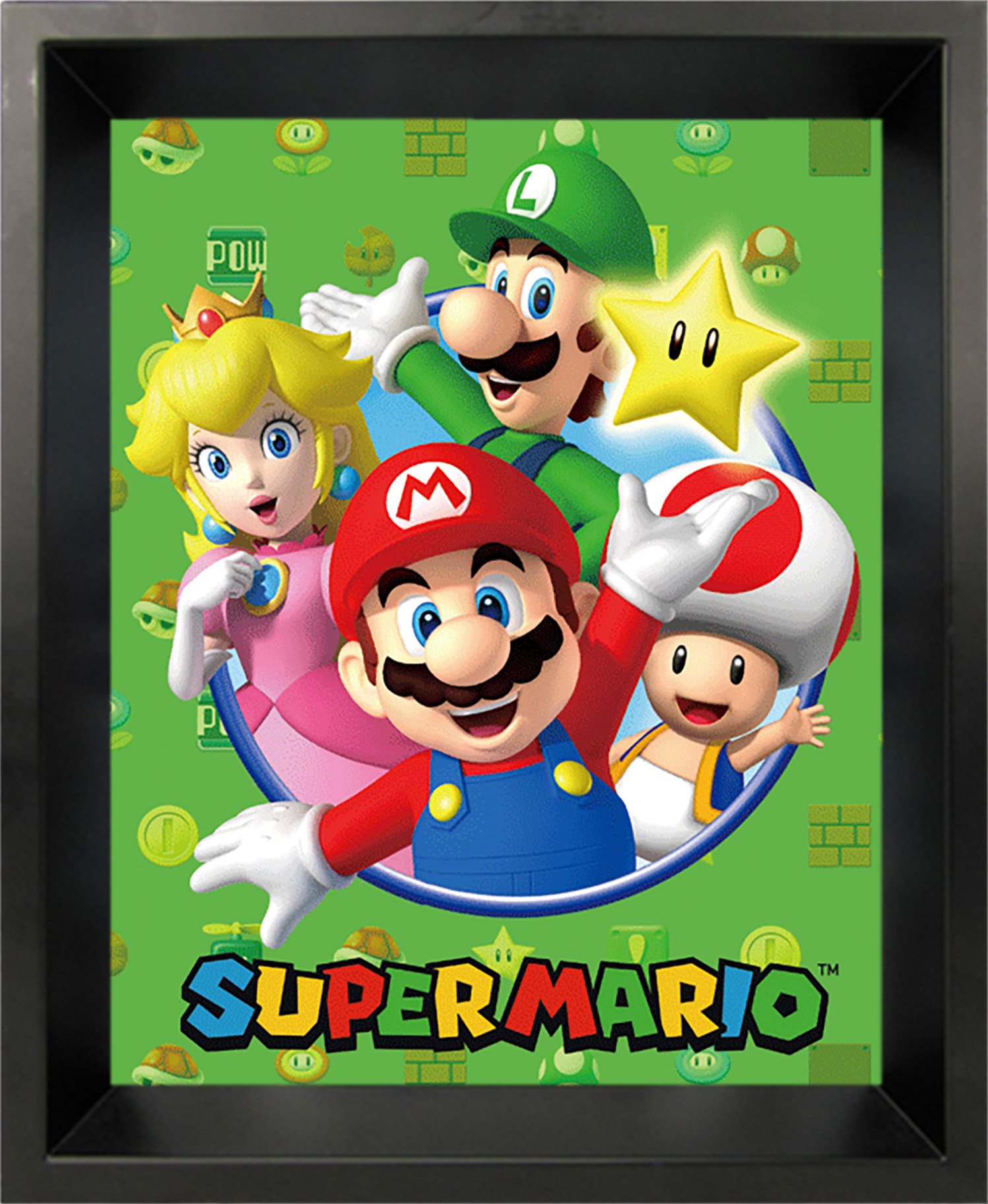 Ebern Designs Super Mario - Cast Lenticular 8x10 3D Shadowbox Framed ...