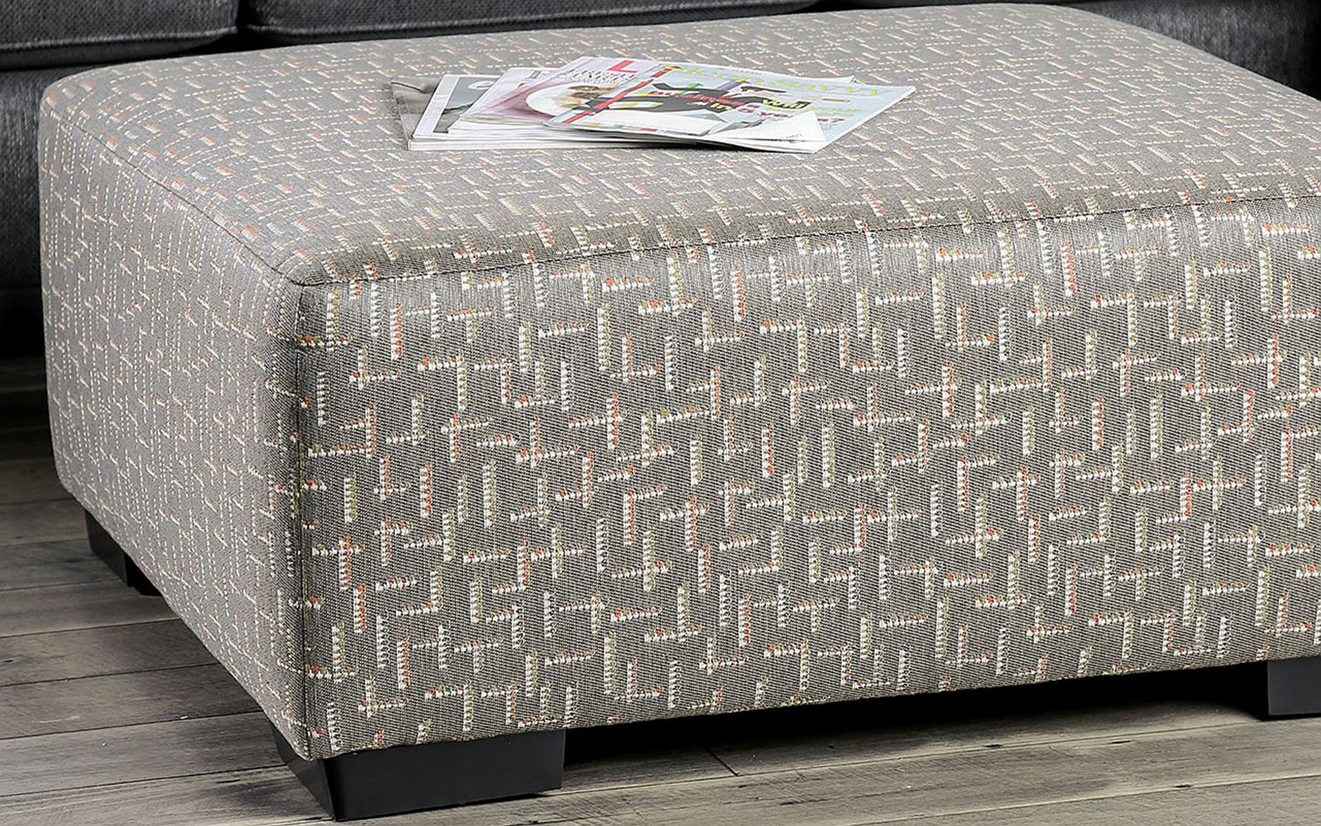 Wildon Home® Gray Finish Transitional Style Upholstery Ottoman Block ...