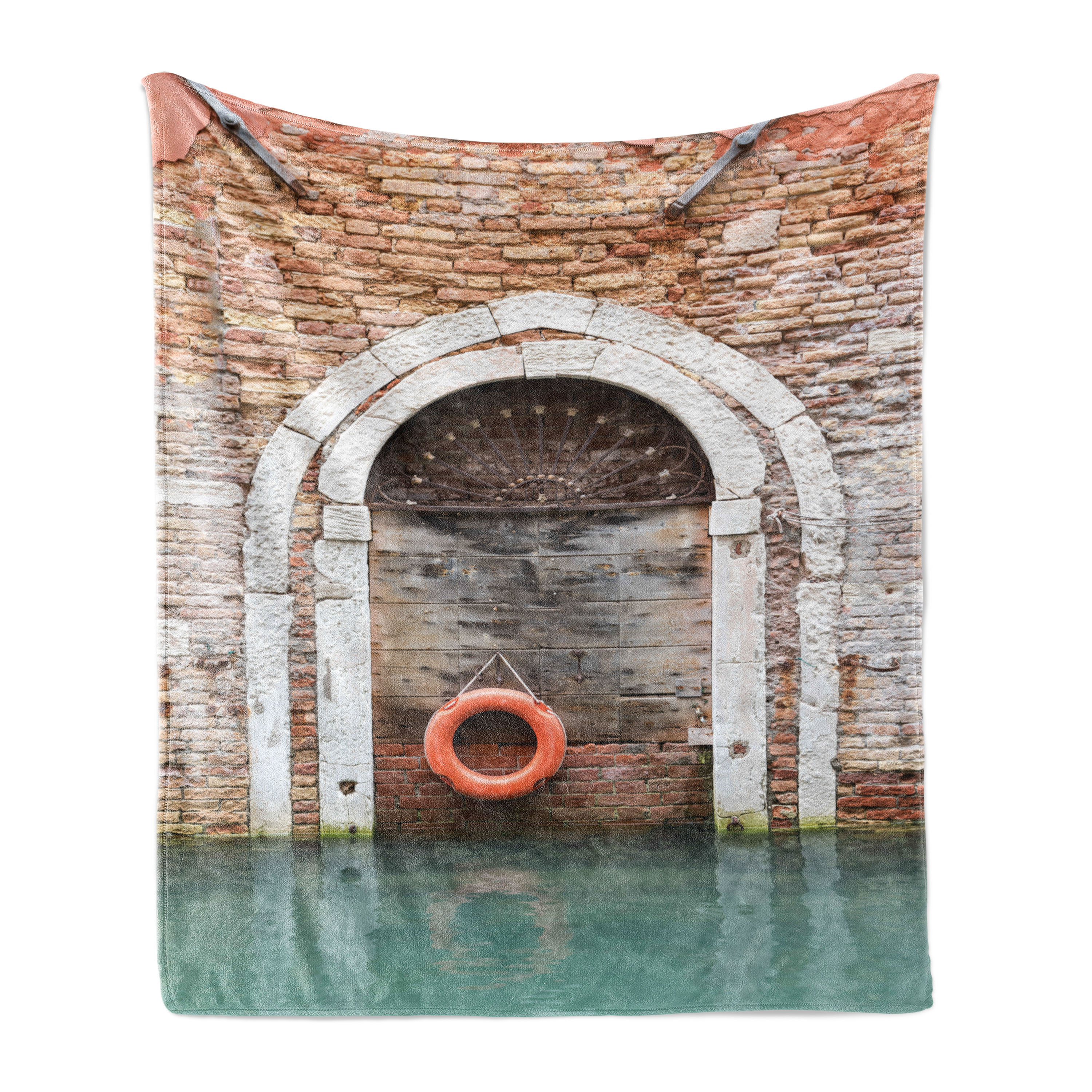 Ambesonne Italian Fleece Throw Blanket Historical Venice Door Red Brown ...
