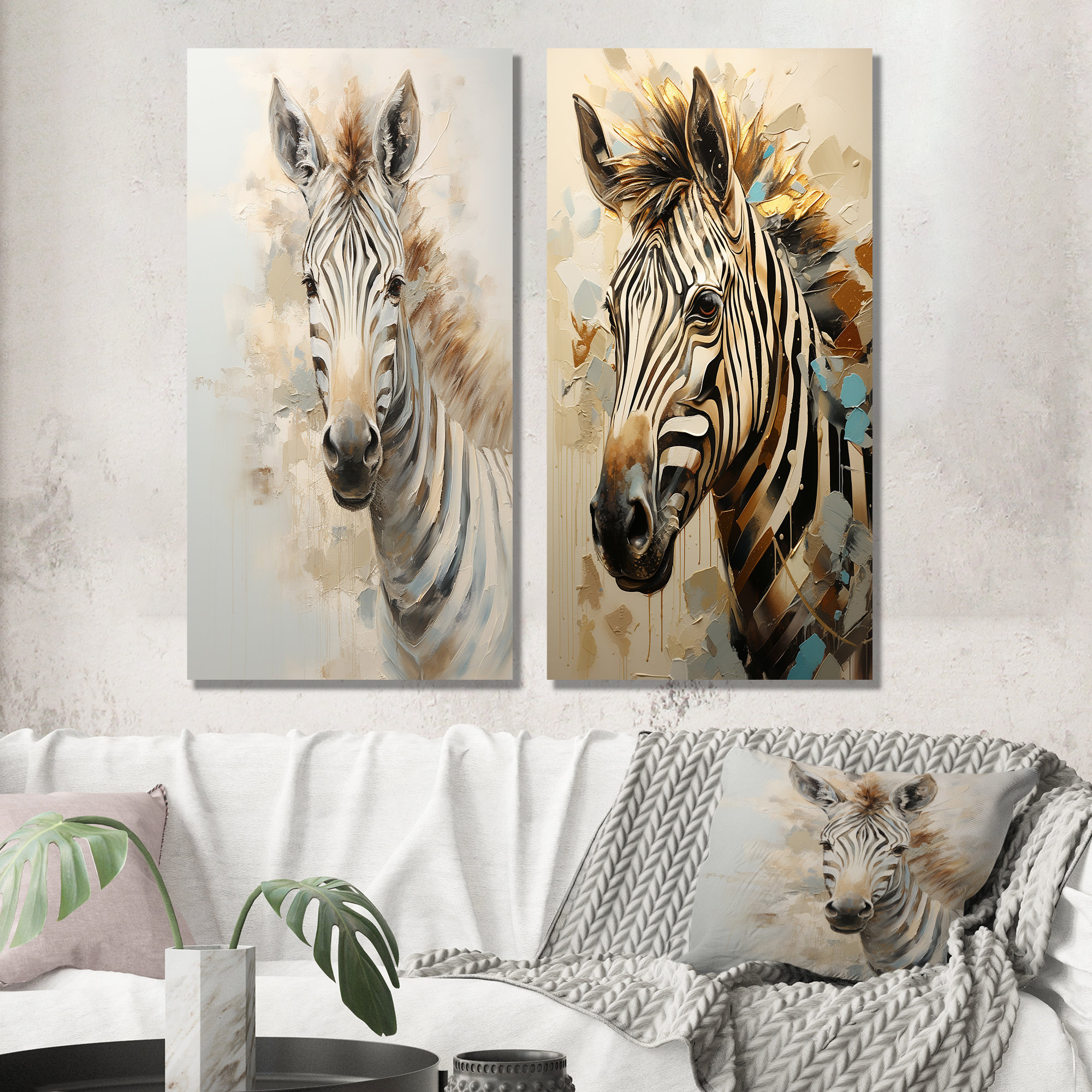 Dakota Fields Beige And Gold Zebra Color Pop - Zebra Wall Decor Set Of ...