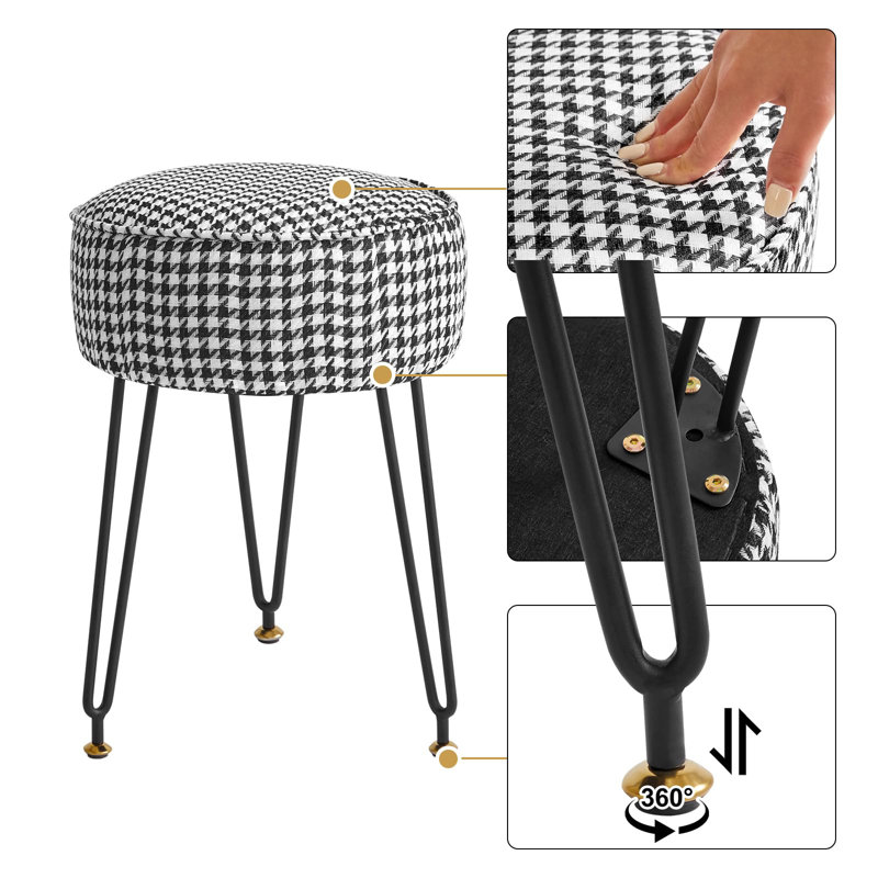 George Oliver Houndstooth Round Footrest Stool | Wayfair