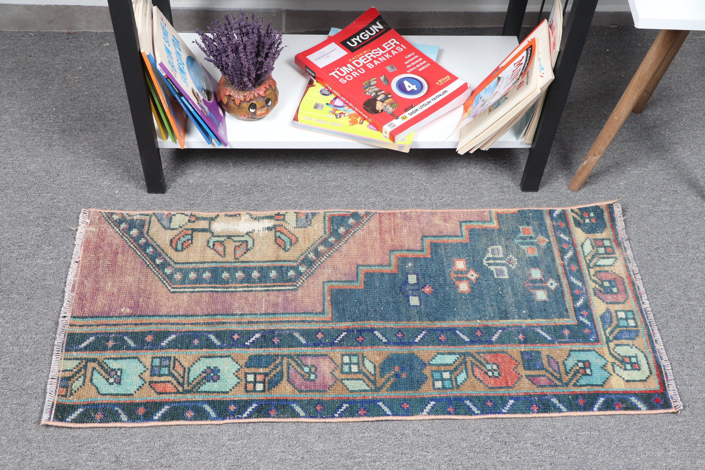 Bungalow Rose Blue Vintage Turkish Style Small Wool Rug Ideal for ...