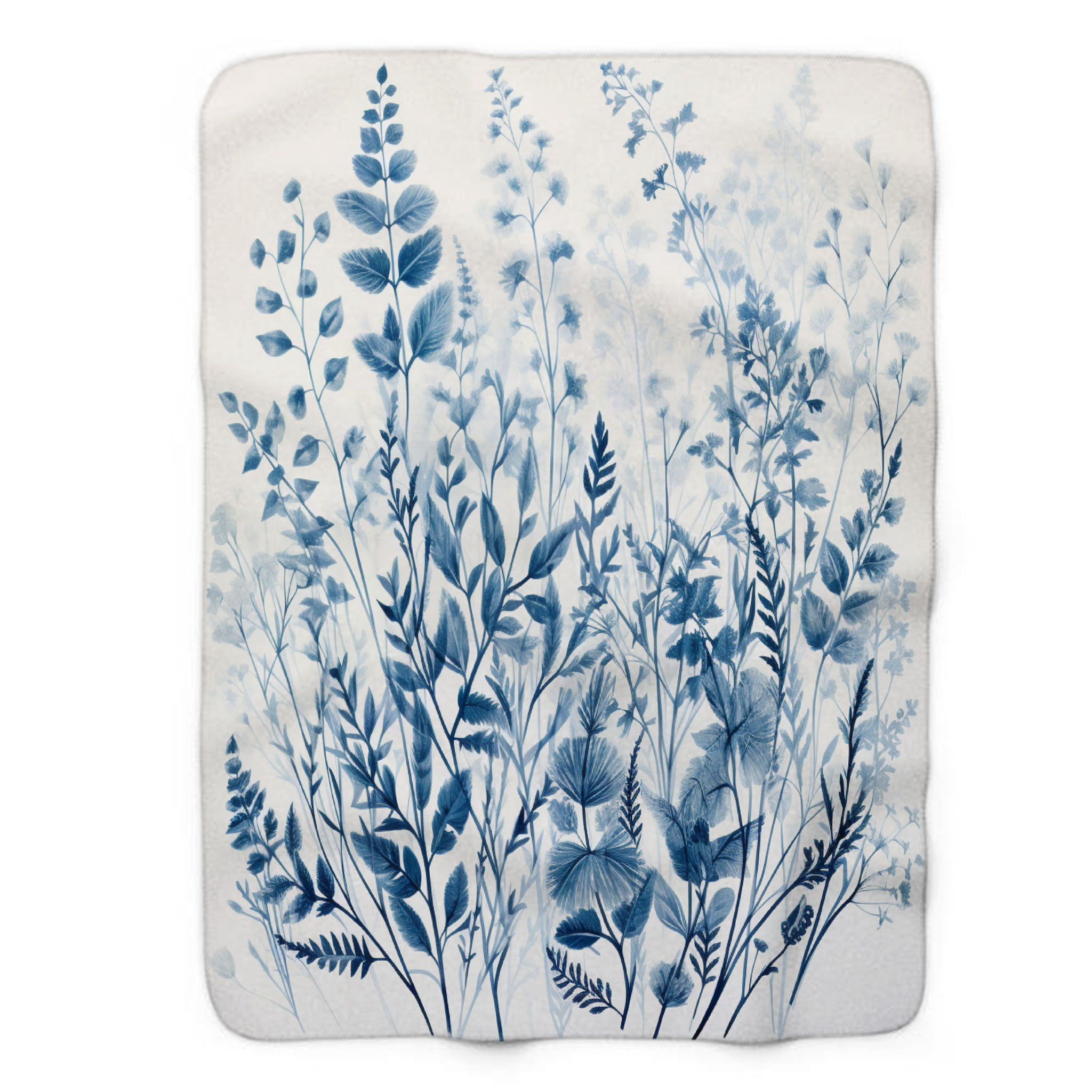 MentionedYou Blueprint Blossoms - 1 Piece Premium Sherpa Blanket 0002 ...