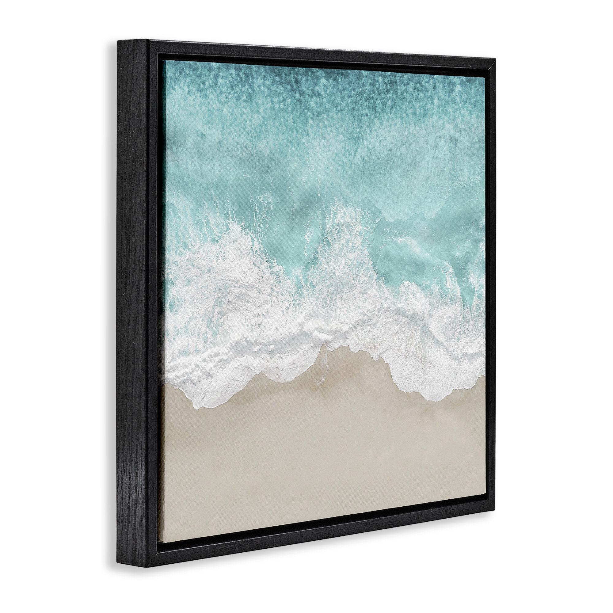 Highland Dunes Sea Foam on Sandy Beach Framed Floater Canvas Wall Art ...
