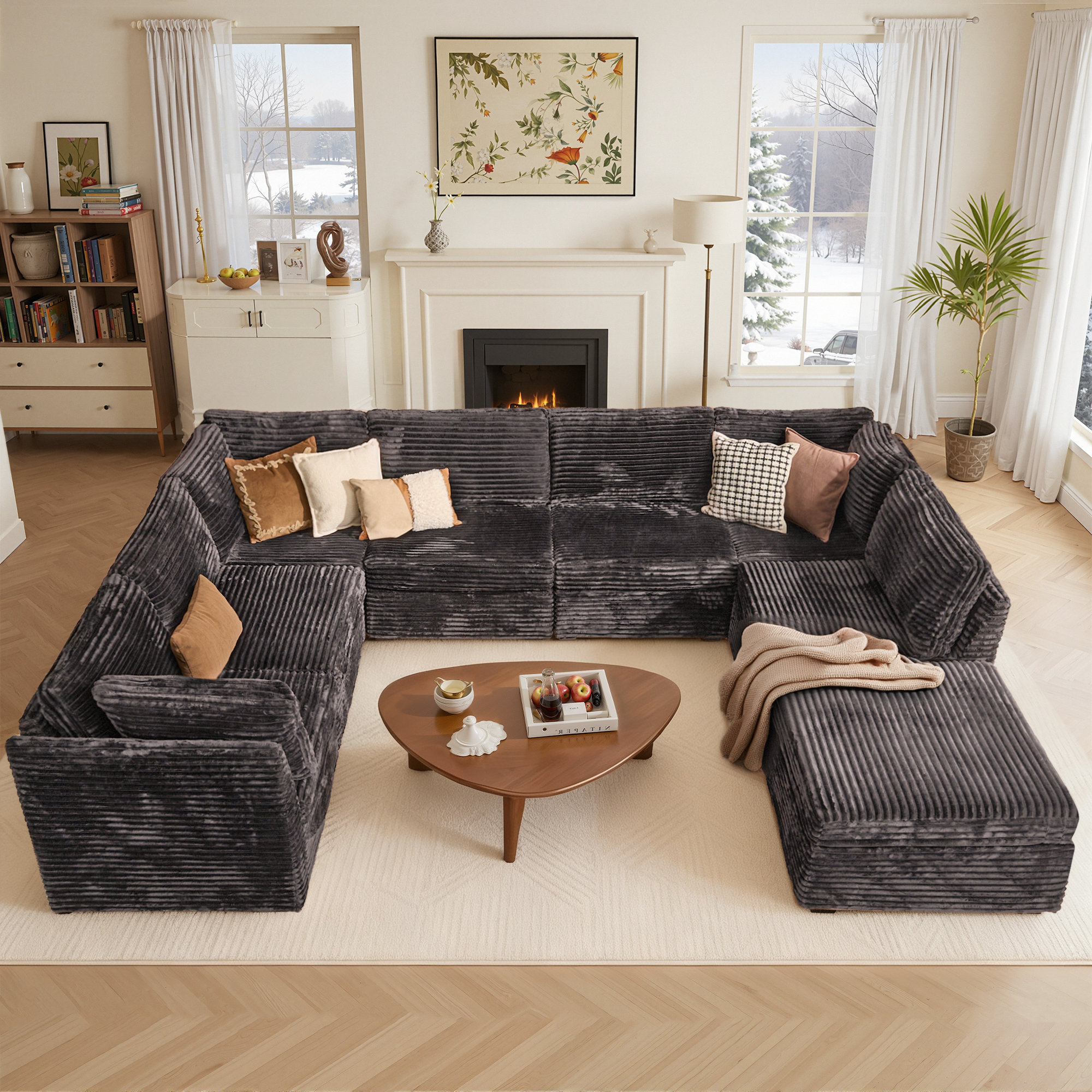 Ebern Designs Cloudelle 8-piece Modular Sectional, L Shaped Minimalist ...