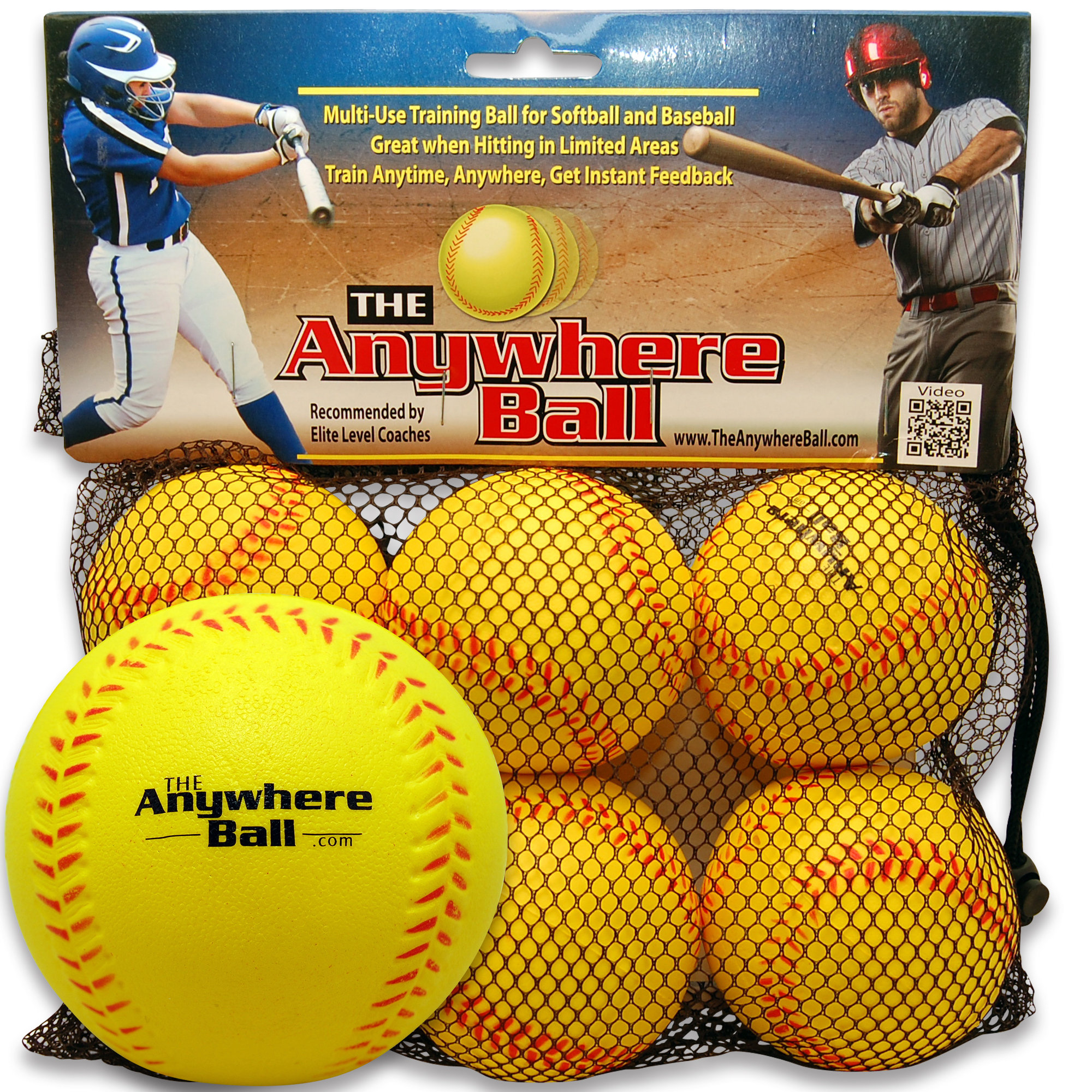 Thin Air Brands Anywhere Sports: The Anywhere Ball - 6 Pack - 3" Yellow ...