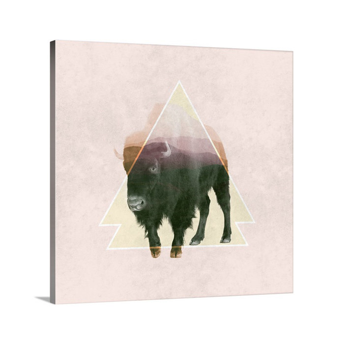 Great Big Canvas Double Exposure Wildlife Bison I - Graphic Art Print ...