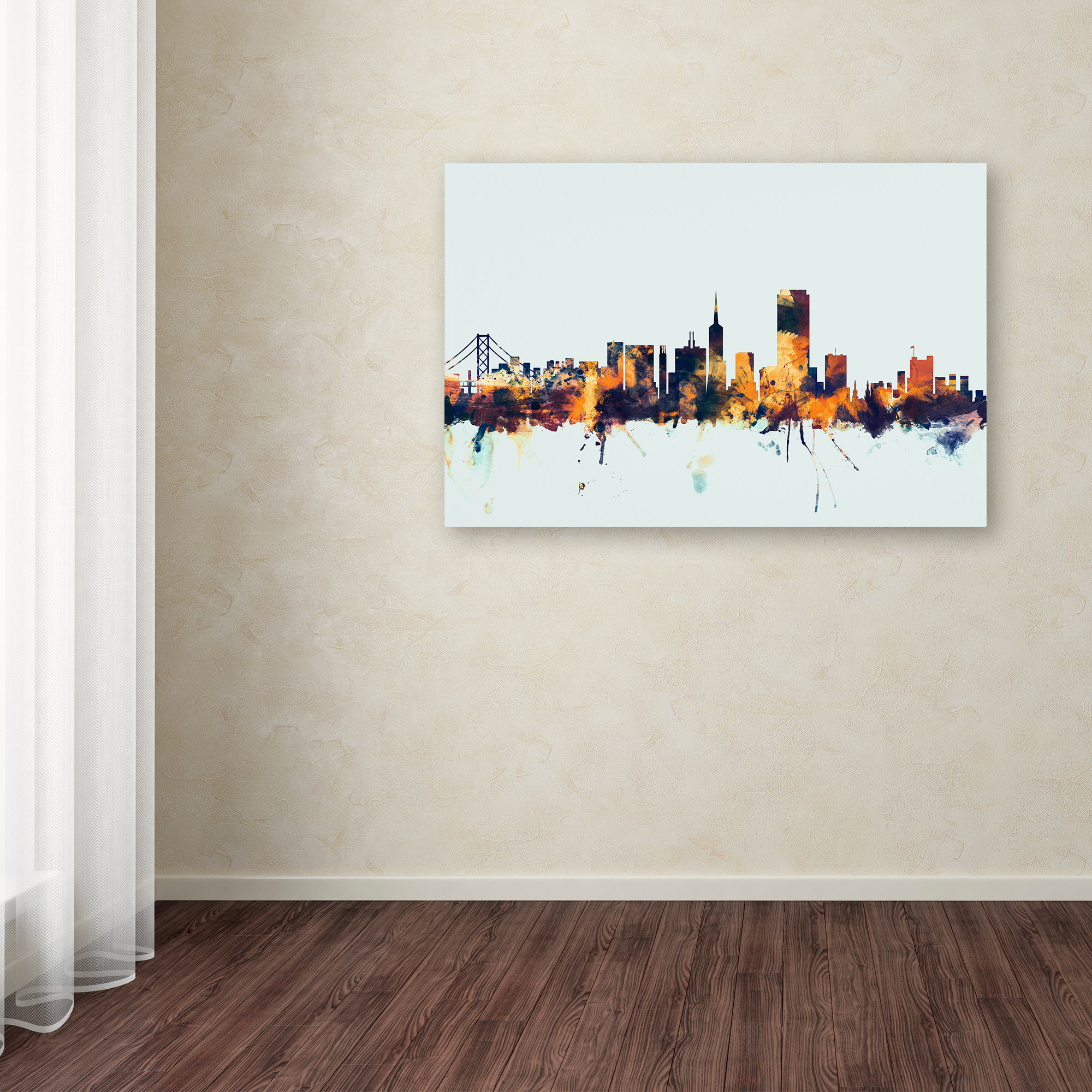 Ivy Bronx 'San Francisco Skyline Blue' Graphic Art on Wrapped Canvas ...