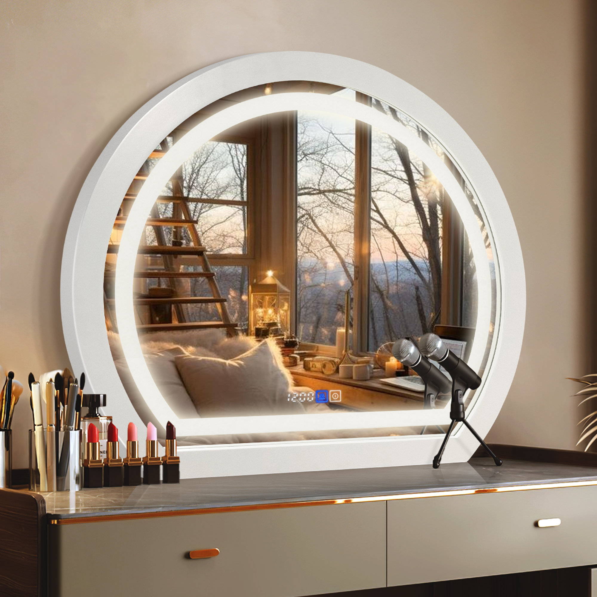 Ivy Bronx Anti-fog Led Lighted Arched Wall Mirror Vanity Make up Mirror ...