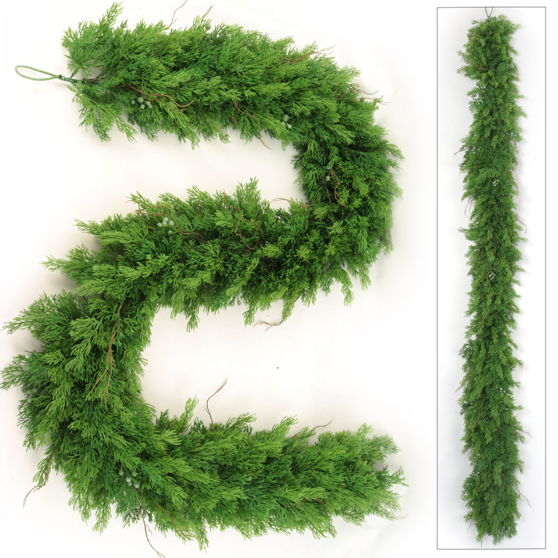 The Holiday Aisle® 6' Tall Real Touch Juniper Garland – Lifelike ...